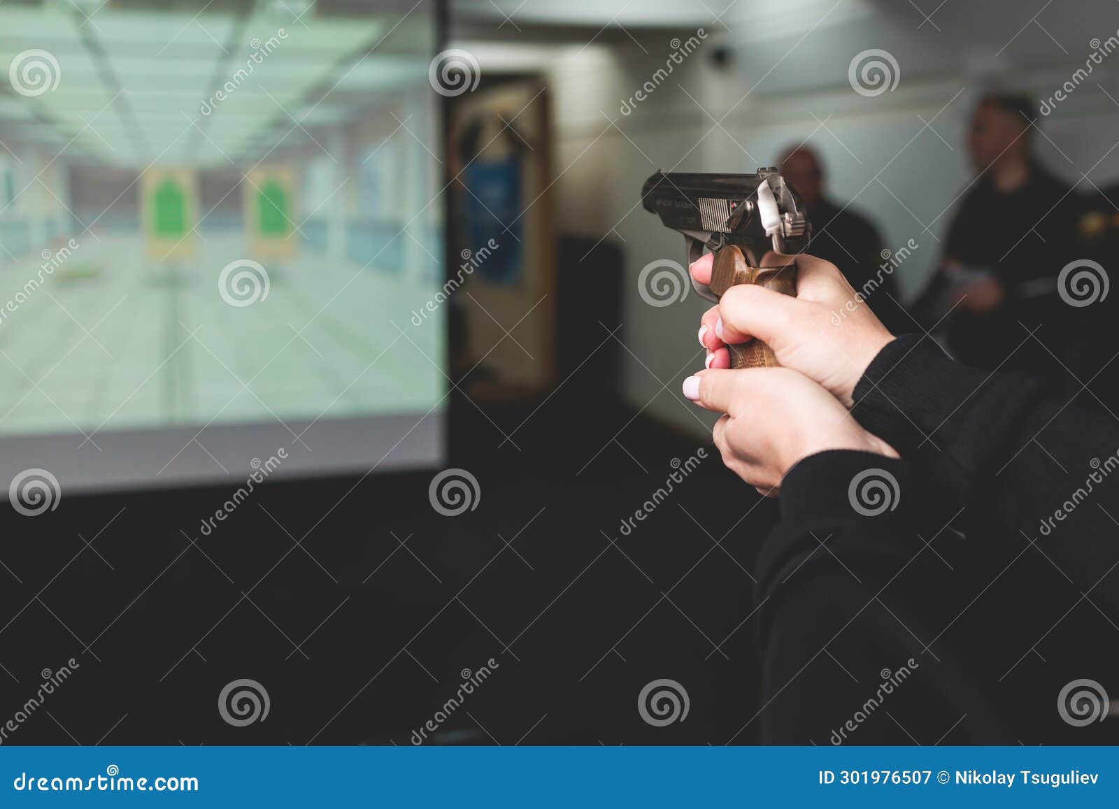 Process of Shooting Target at the Shooting Rifle Range, Women ...
