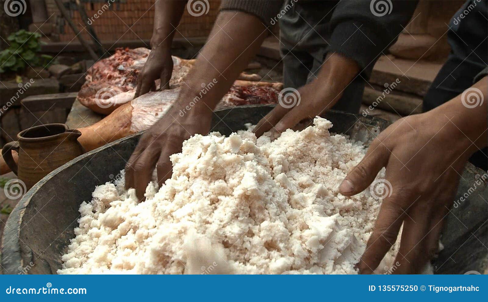 Process of Spread Salt Evenly on the Ham and Press it Repeatedly To ...