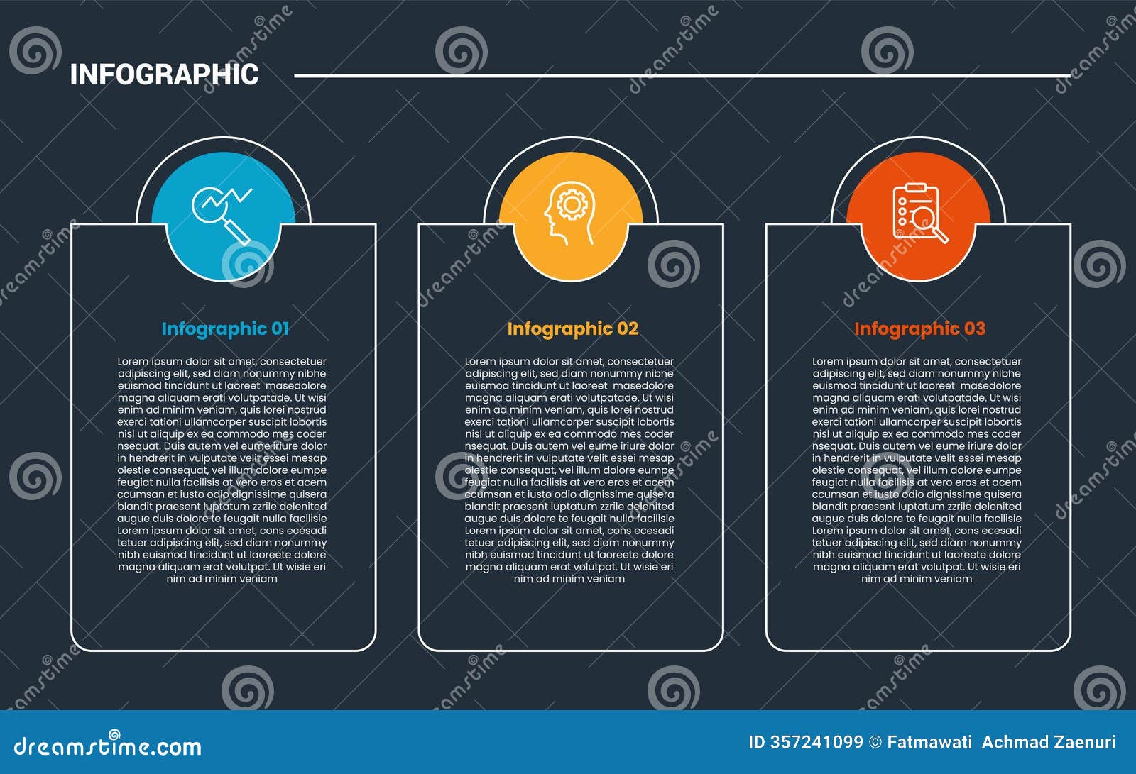 Process Stages Workflow Infographic Dark Outline for Slide Presentation ...