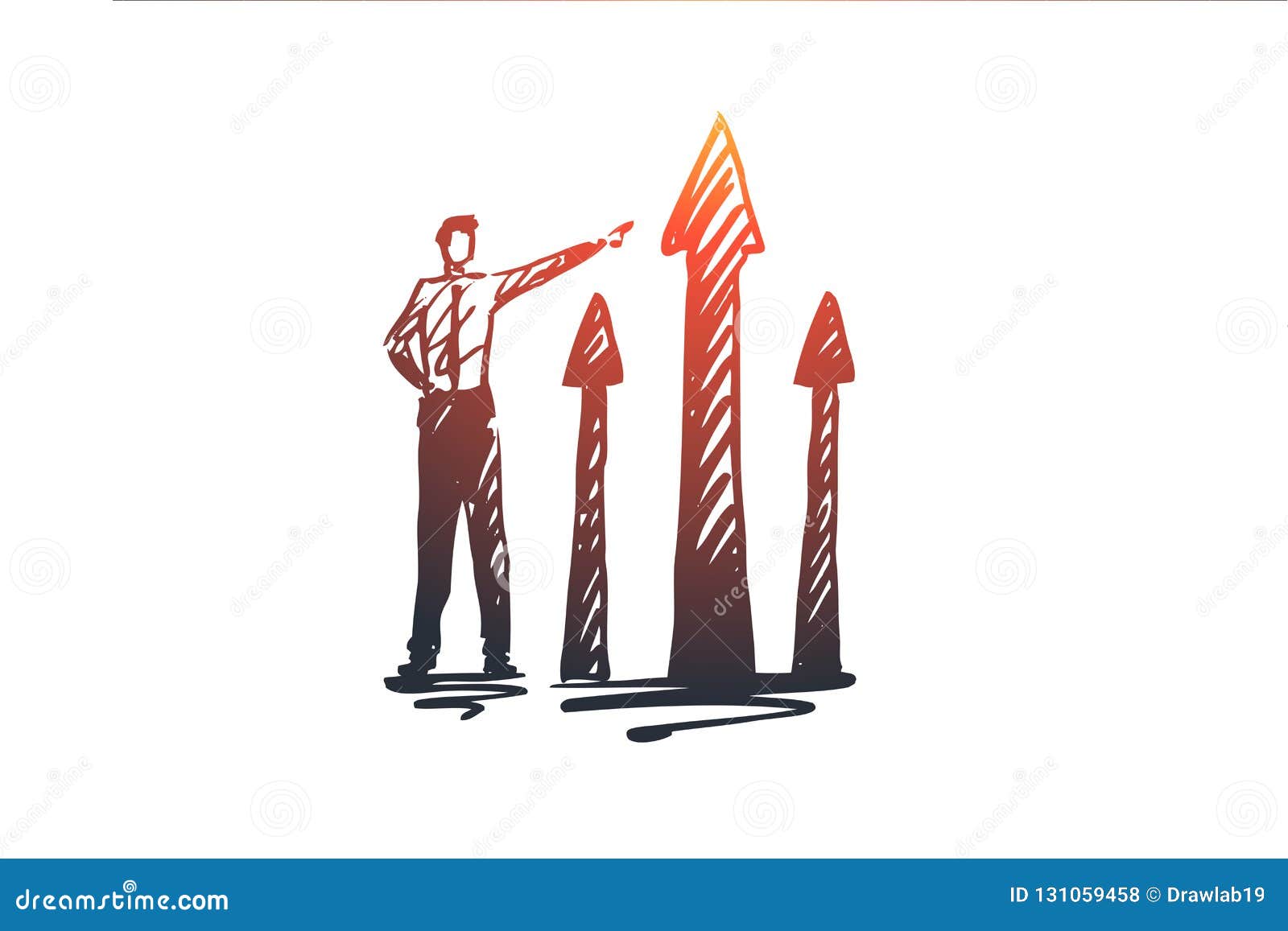 Process, Step, Presentation, Graph, Success Concept. Hand Drawn ...