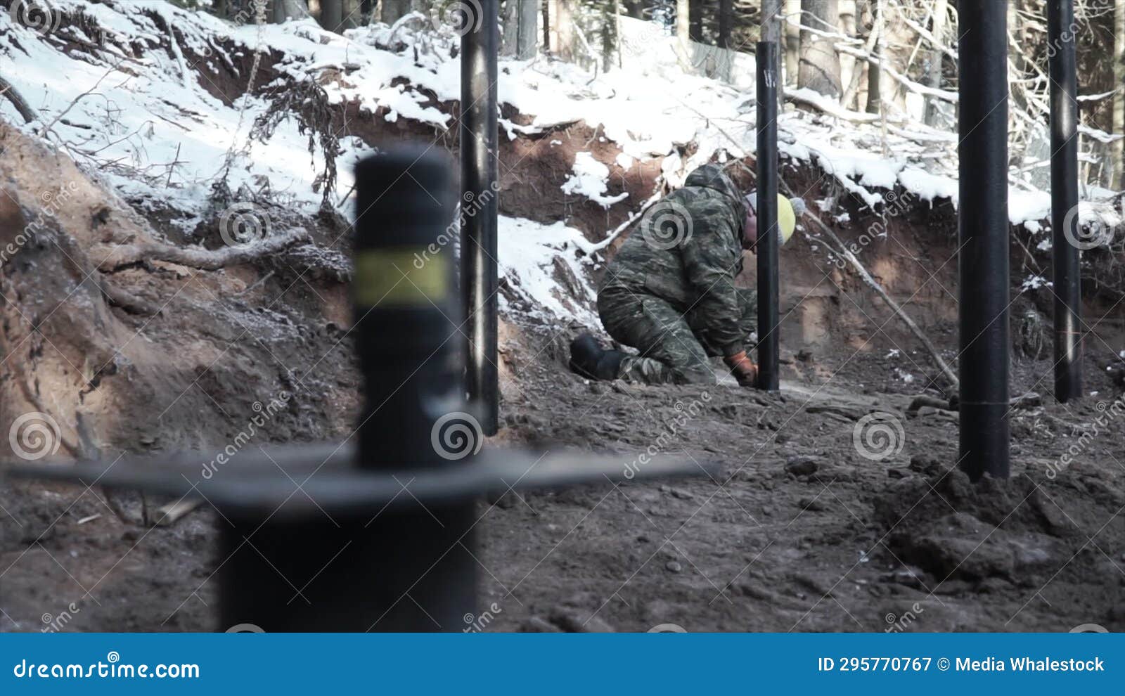 Process of Strengthening the Soil with Piles at the Construction Site ...