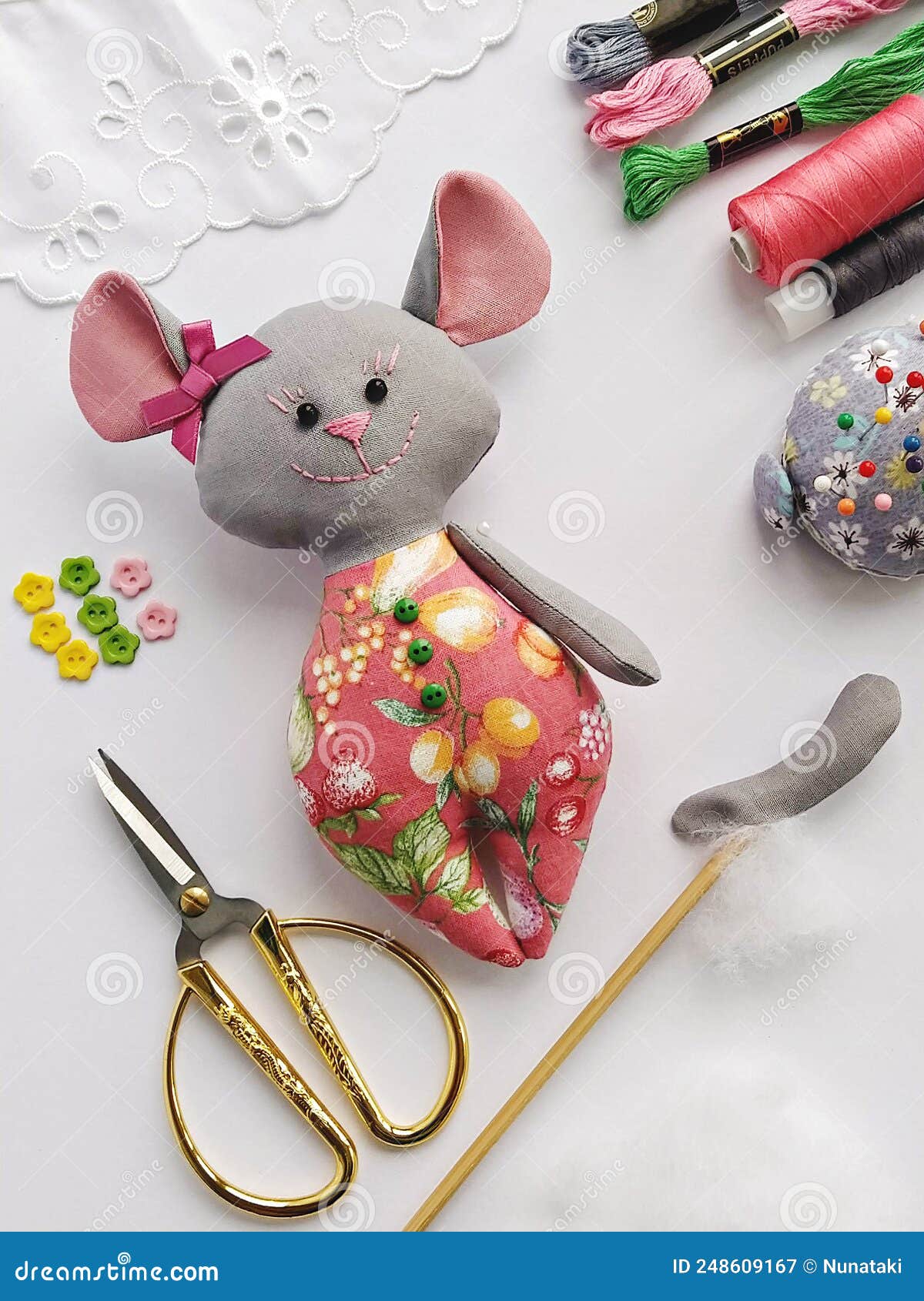 Process of Stuffing Soft Toy Stuffed Animal Textile Mouse with ...
