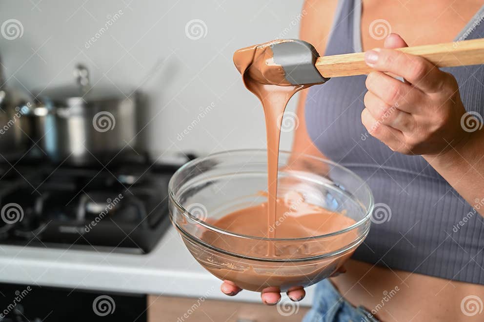 The Process of Tempering Chocolate and Making Chocolates. Pastry Chef ...