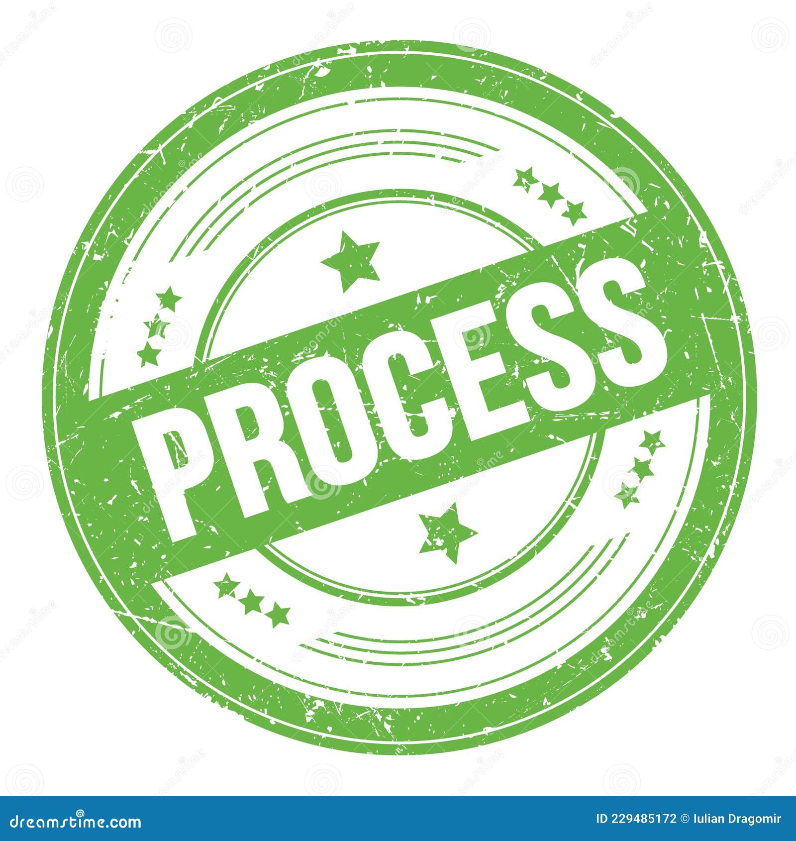 PROCESS Text on Green Round Grungy Stamp Stock Illustration ...