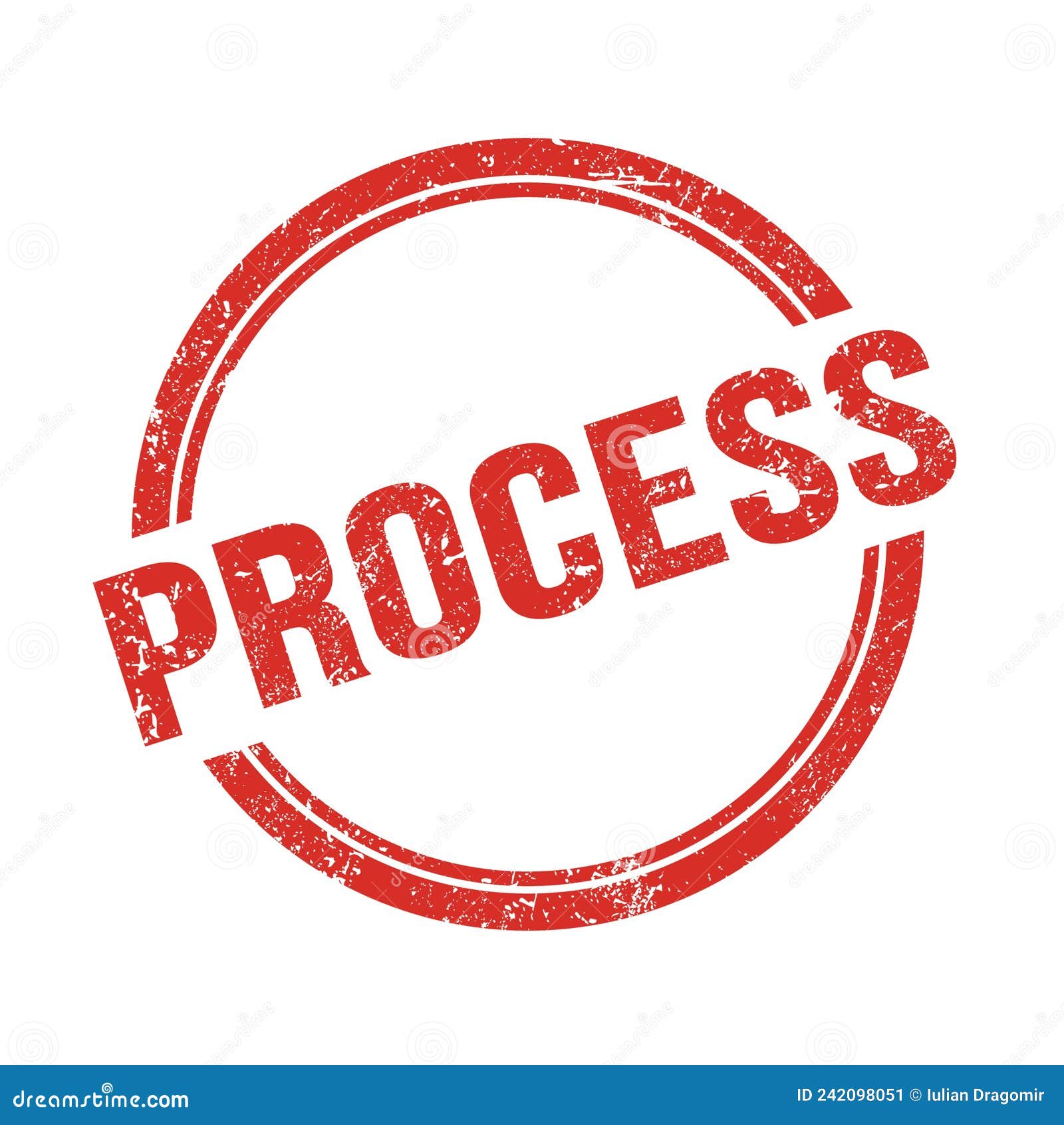 PROCESS Text Written on Red Grungy Round Stamp Stock Illustration ...