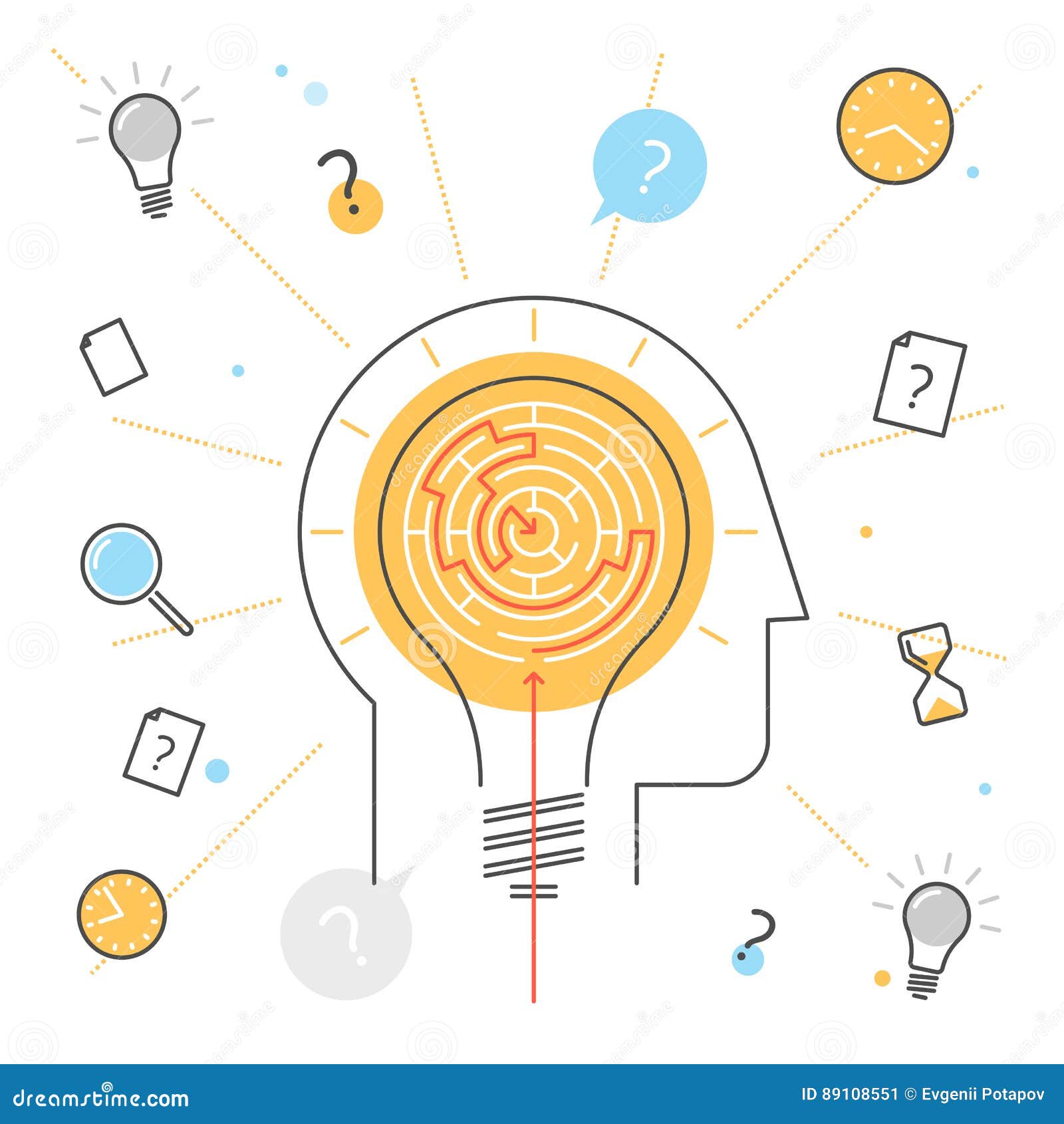 Process of Thinking and Searching Solution. Contour Vector Stock Vector ... Process of Thinking and Searching Solution. Contour Vector Stock Vector ...