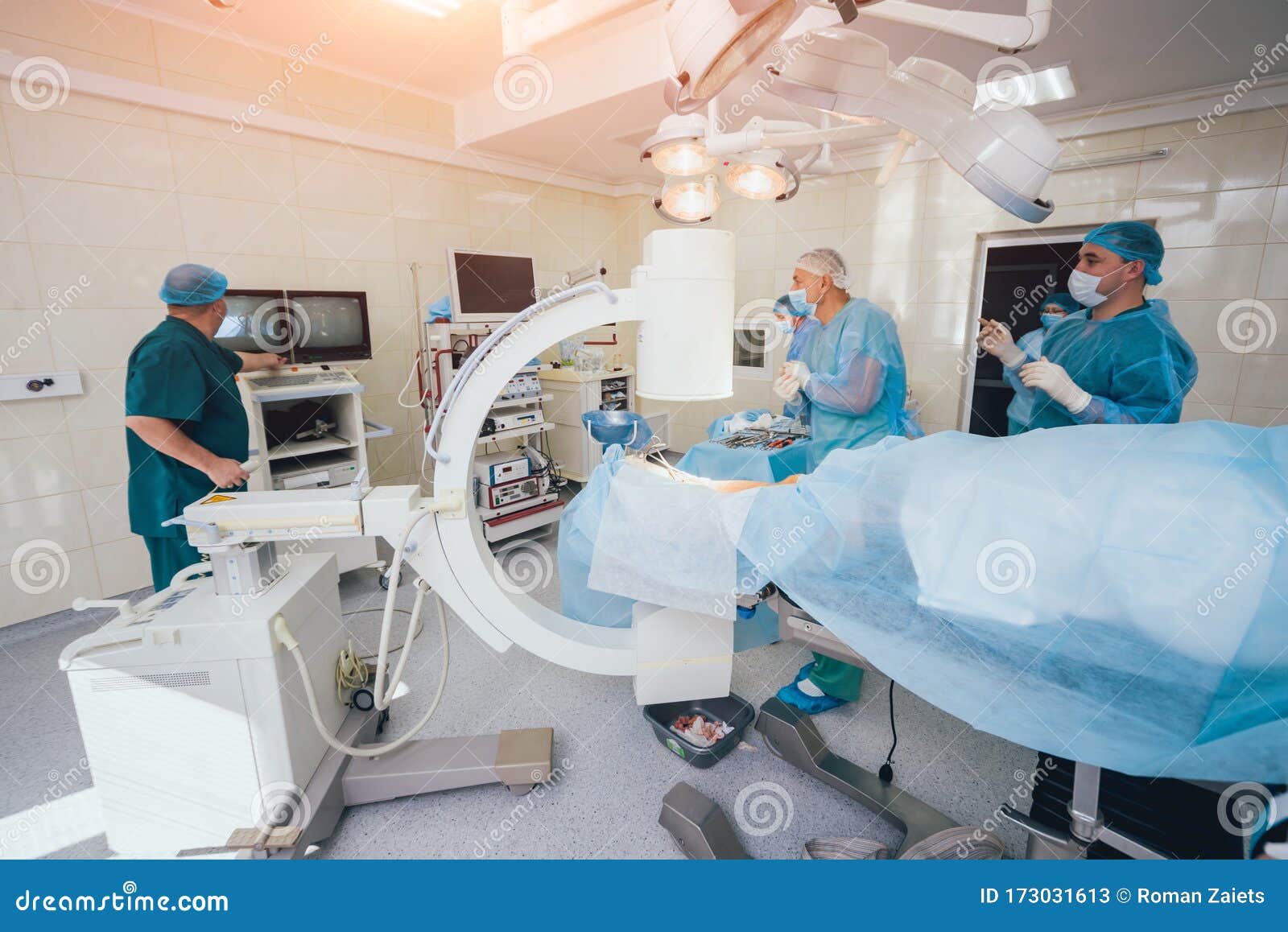 Process of Trauma Surgery Operation. Group of Surgeons in Operating ...