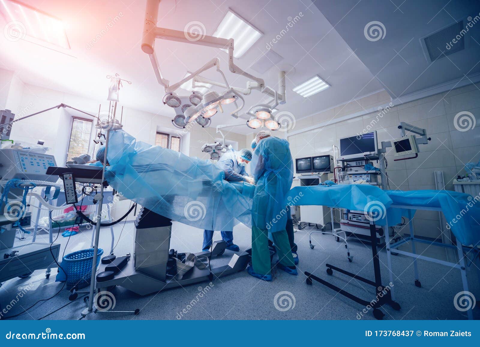 Process of Trauma Surgery Operation. Group of Surgeons in Operating ...