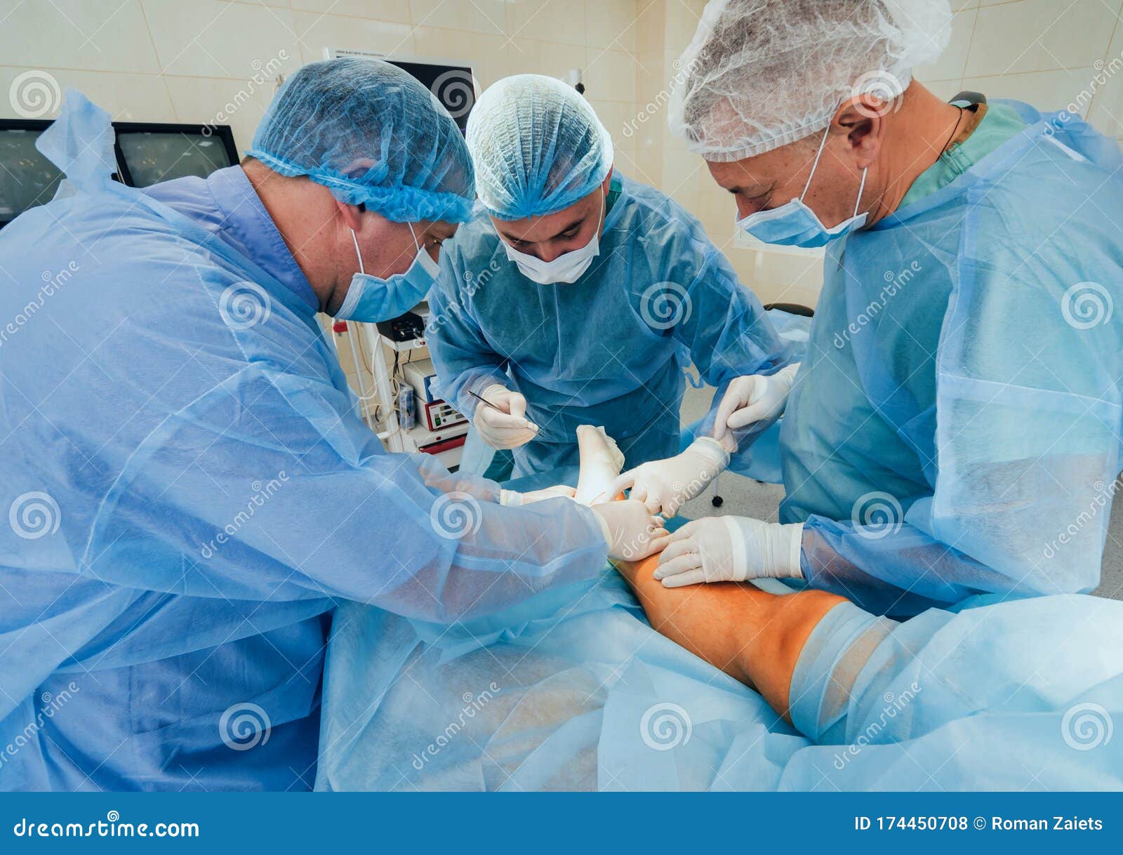 Process of Trauma Surgery Operation. Group of Surgeons in Operating ...