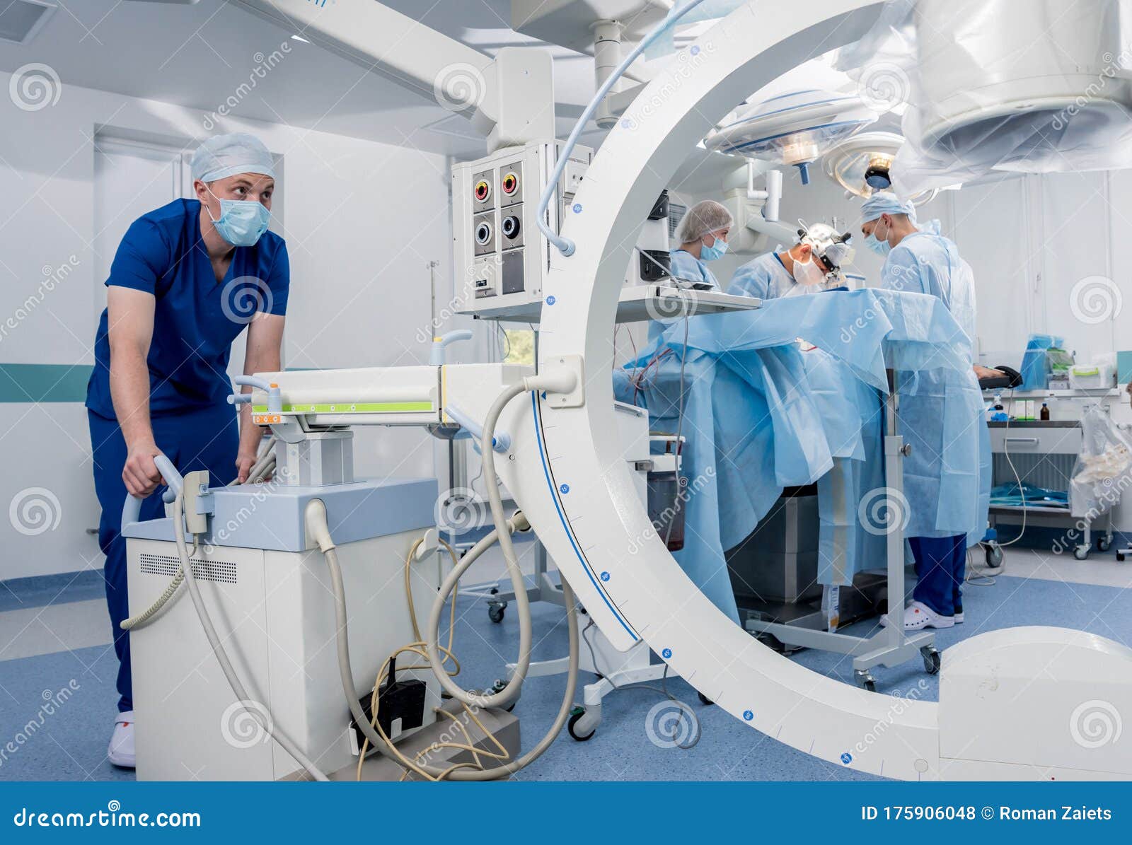 Process of Trauma Surgery Operation. Group of Surgeons in Operating ...