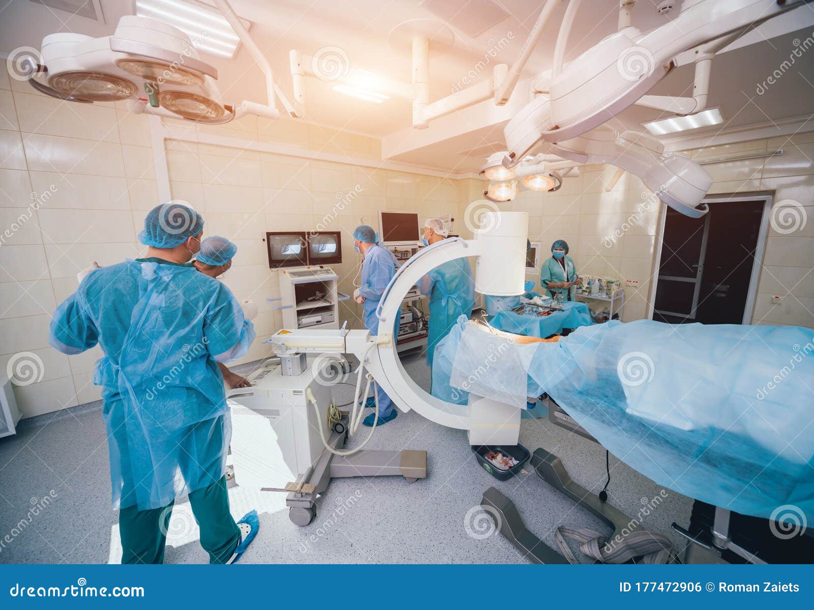 Process of Trauma Surgery Operation. Group of Surgeons in Operating ...
