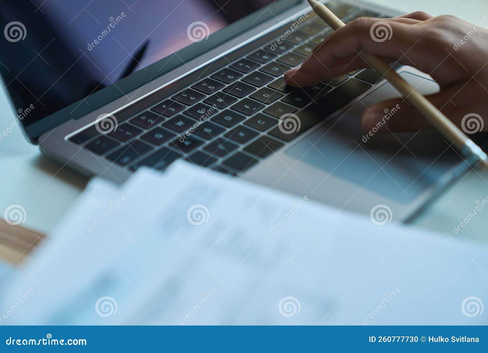 Process of Typing on a Laptop Keyboard at the Workplace Stock Photo ...