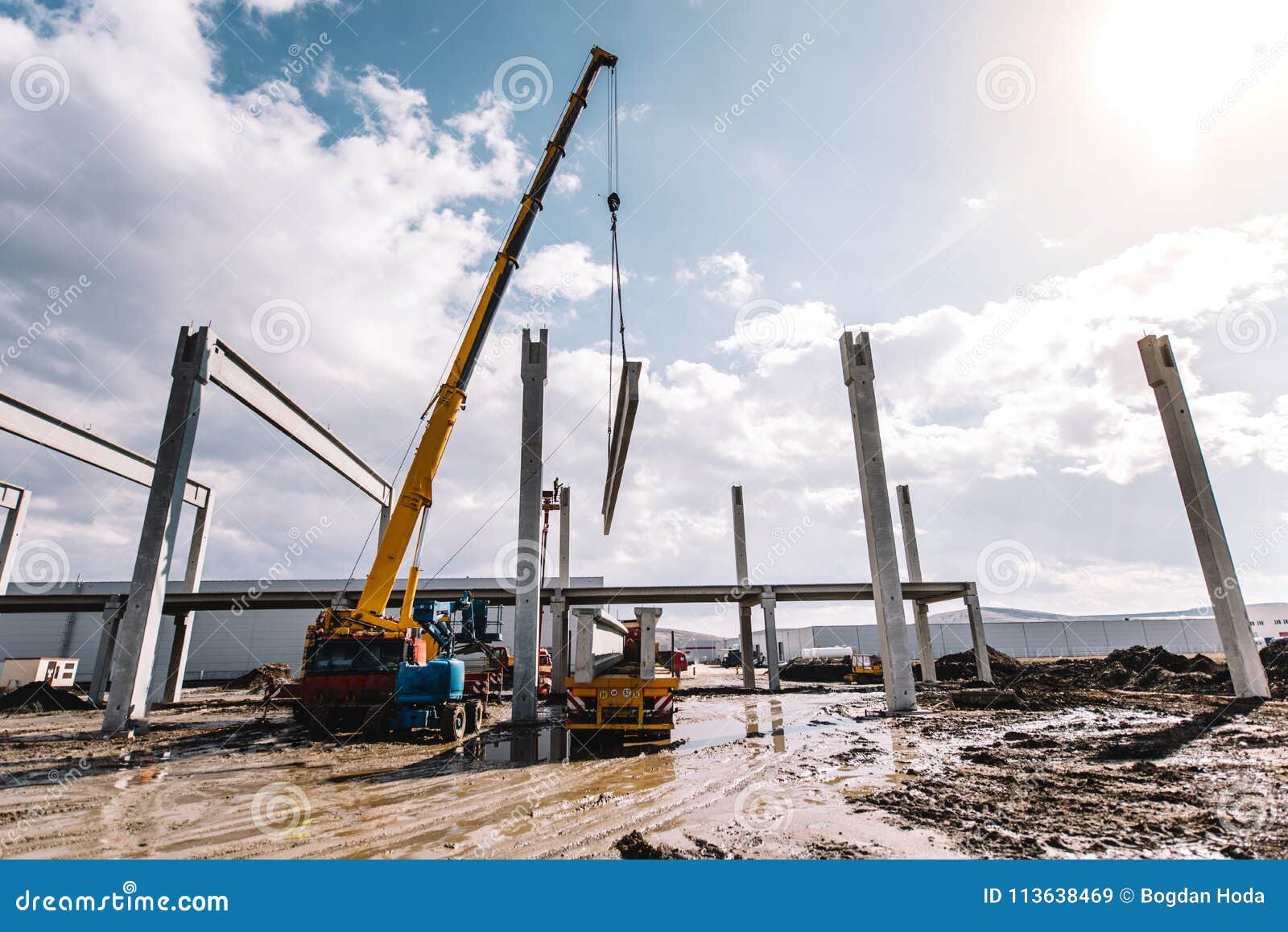 Process of Unloading Cargo Using Crane, Industrial Cement Cast P Stock ...