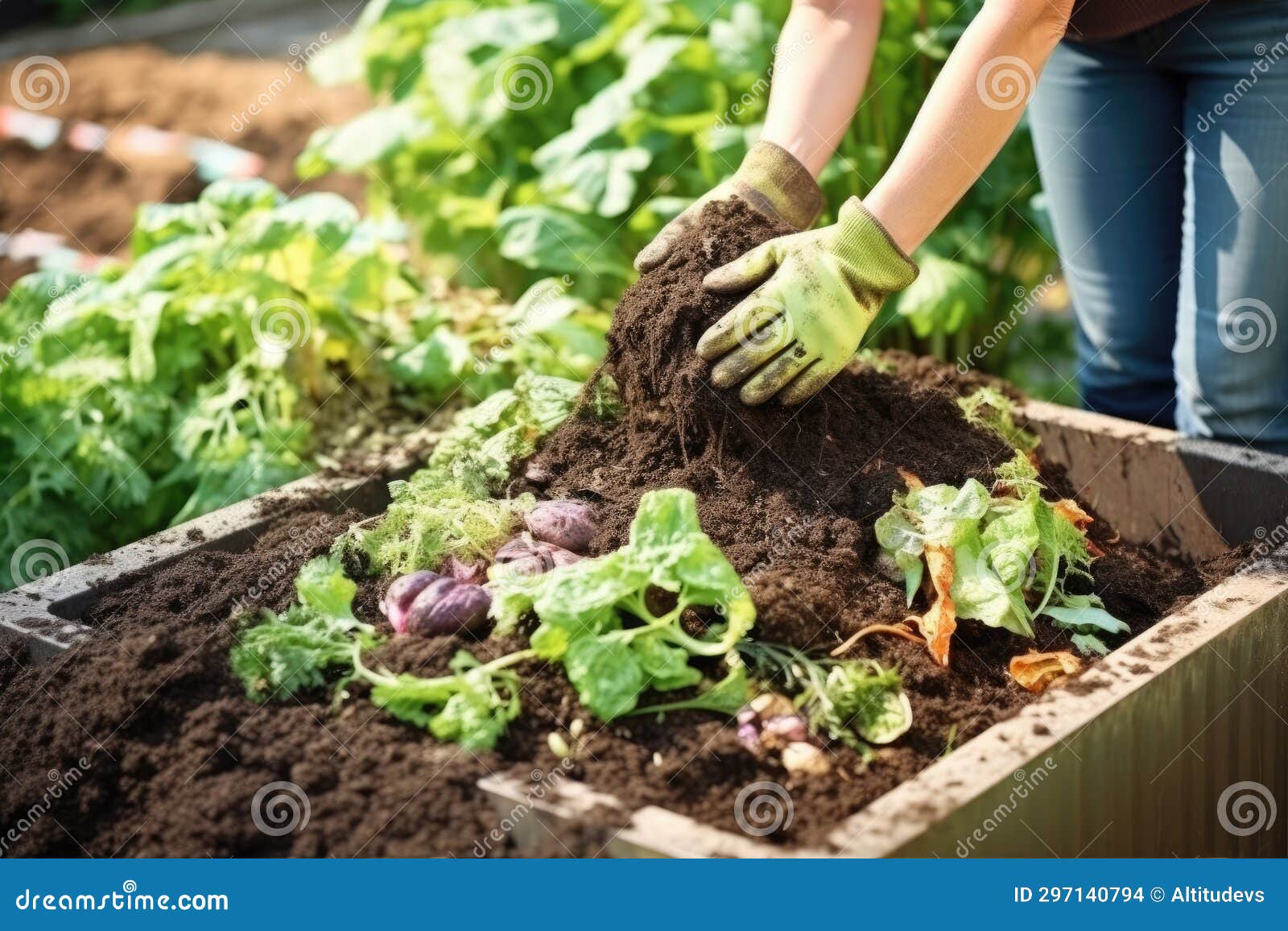 The Process of Using a Garden Soil Composter Stock Photo - Image of ...