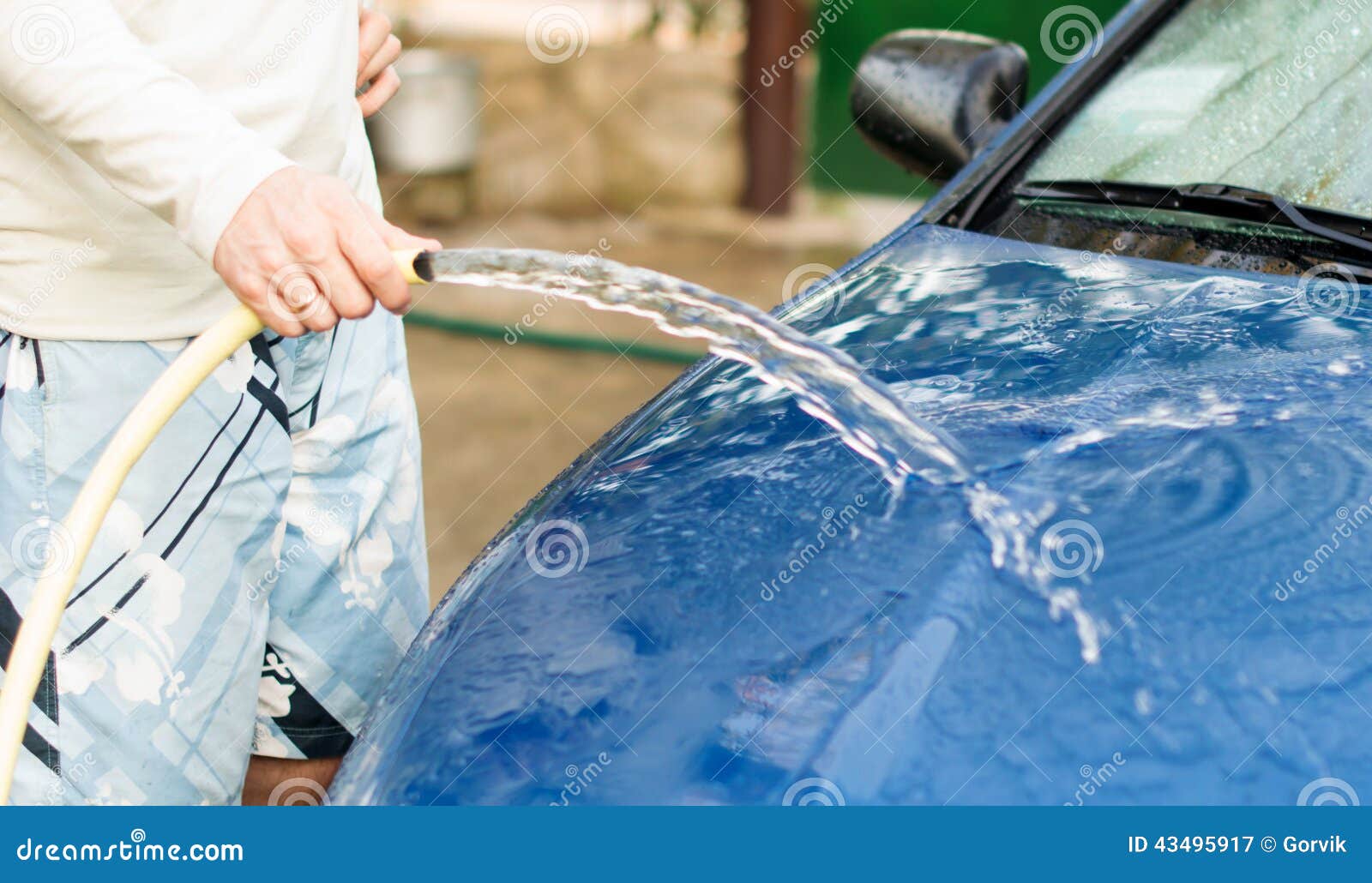 The Process of Washing Cars with a Hose with Water Stock Image - Image ...
