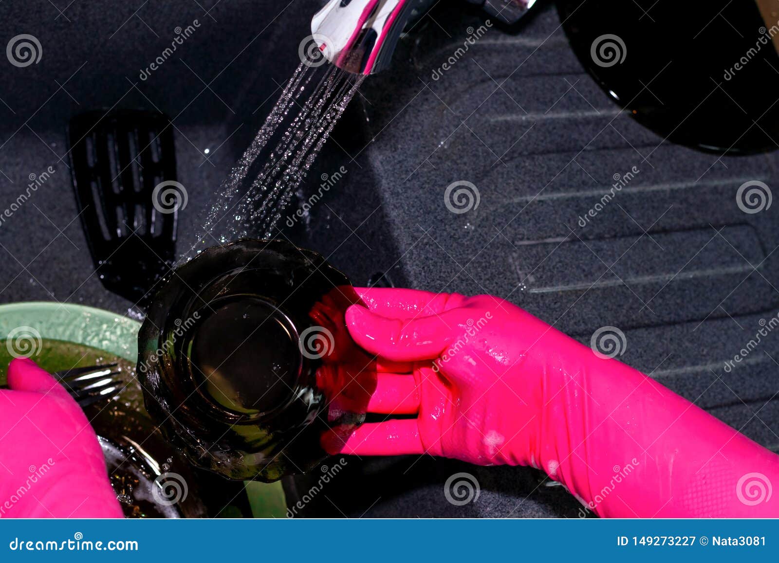 The Process of Washing Plates in the Sink, Hands and Plates Closeup ...