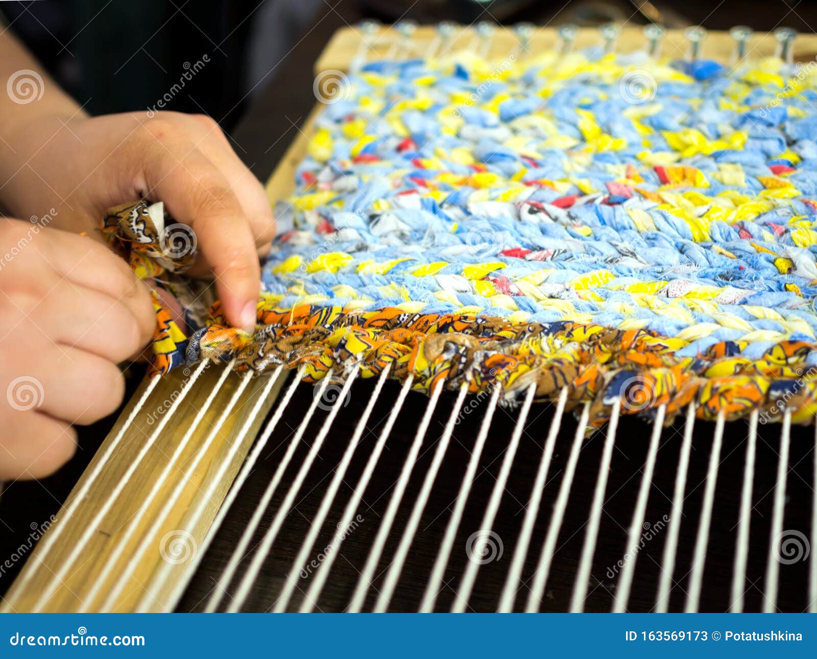 The Process of Weaving a Traditional Russian Patchwork Rug Stock Image ...