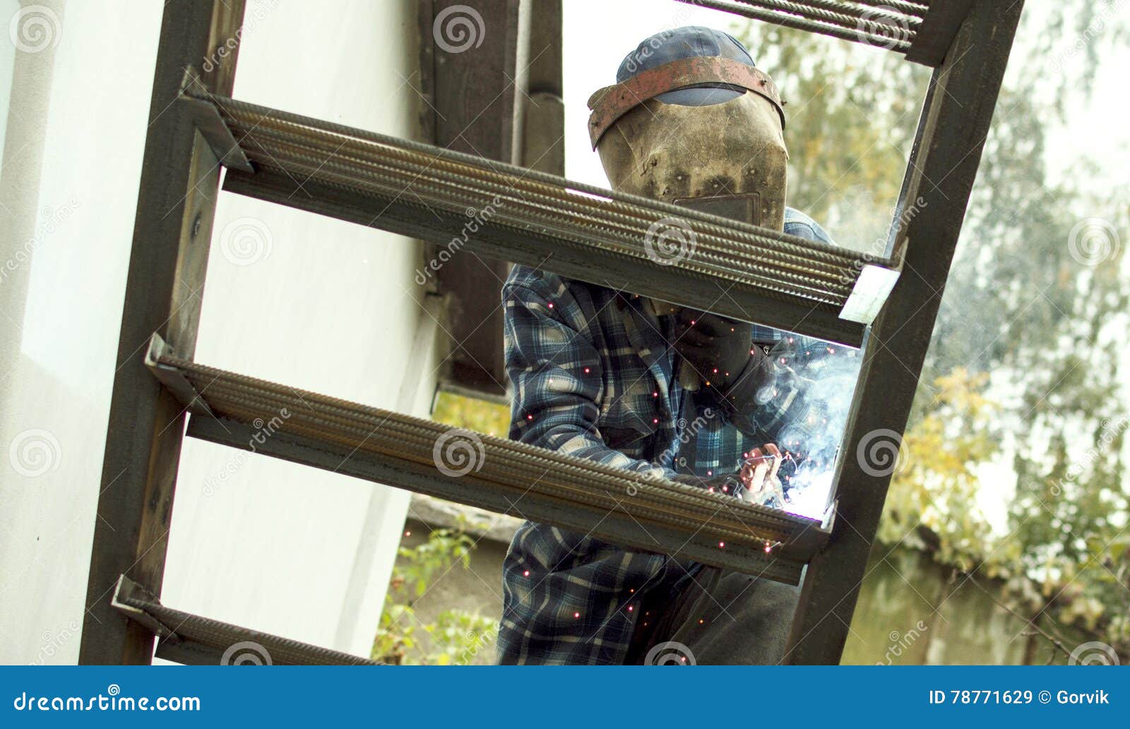 The Process of Welding Metal Ladder Elements Stock Image - Image of ...