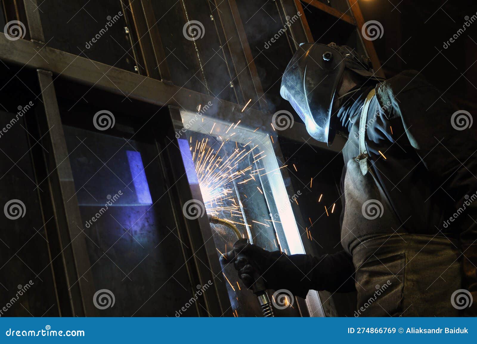 The Process of Welding a Vertical Joint in a Product Stock Image ...