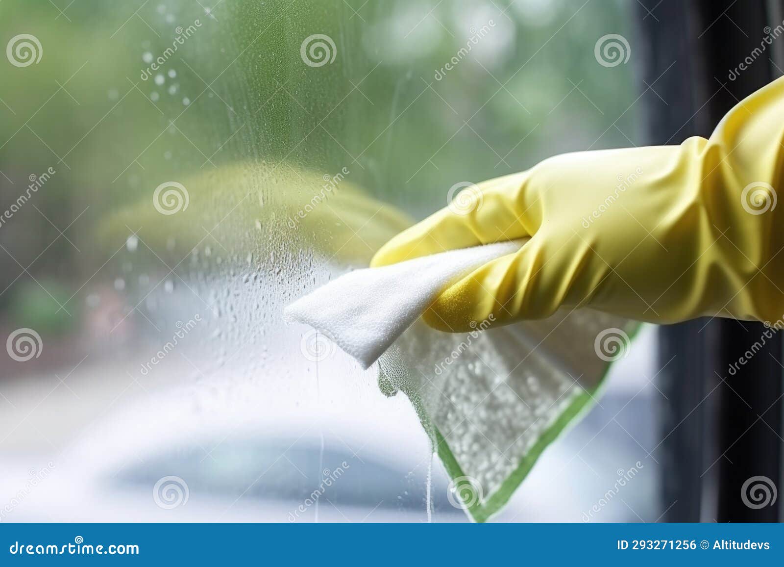 The Process of Wiping Water Off a Window with a Blade Stock Photo ...
