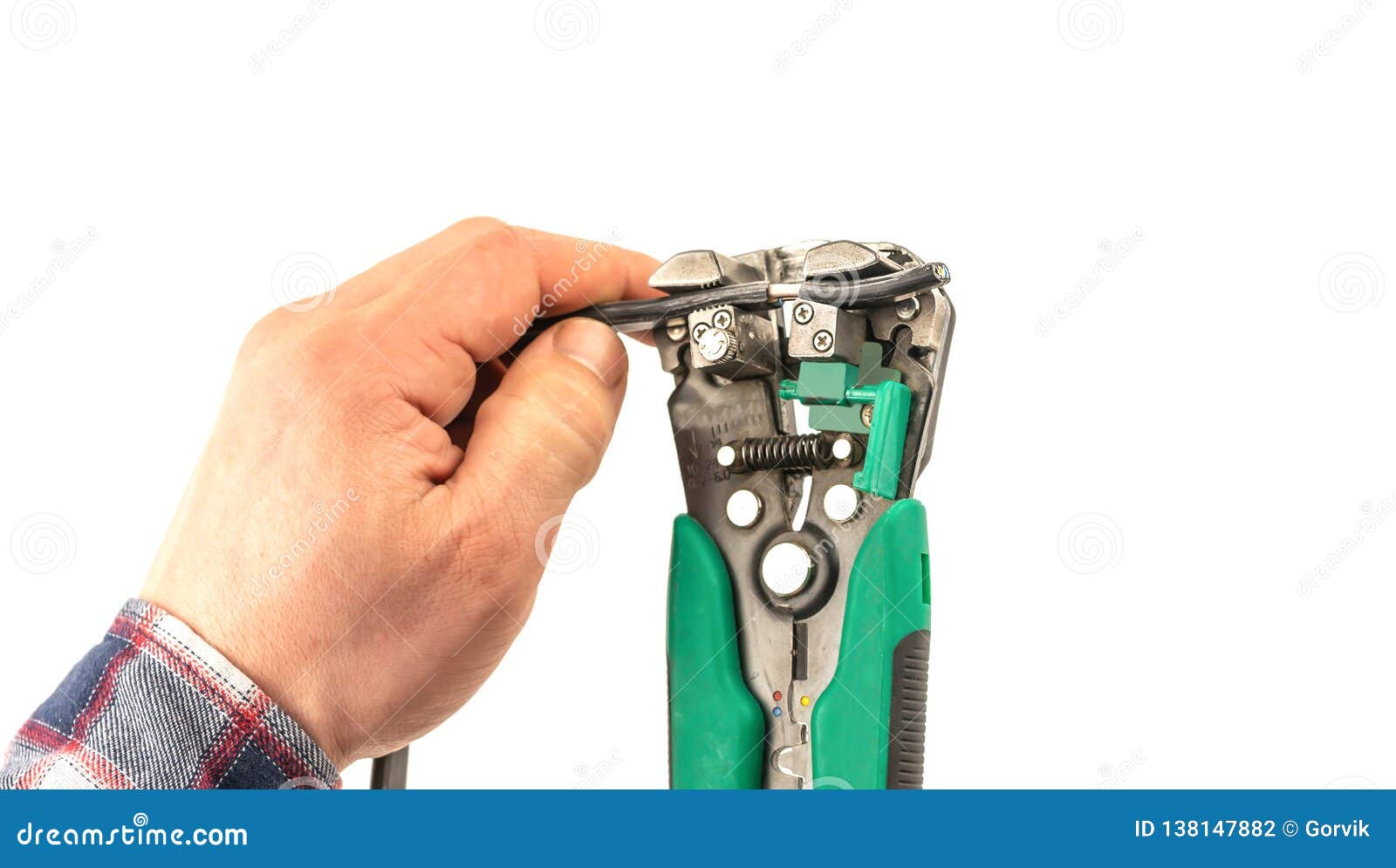 The Process of Wire Processing Using a Stripper Stock Photo - Image of ...