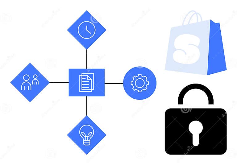 Process Workflow with Gears and Security Lock Stock Vector ...
