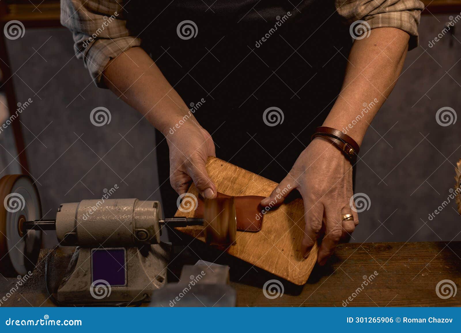 Process of Working Leather Burnisher Machine Stock Photo - Image of ...