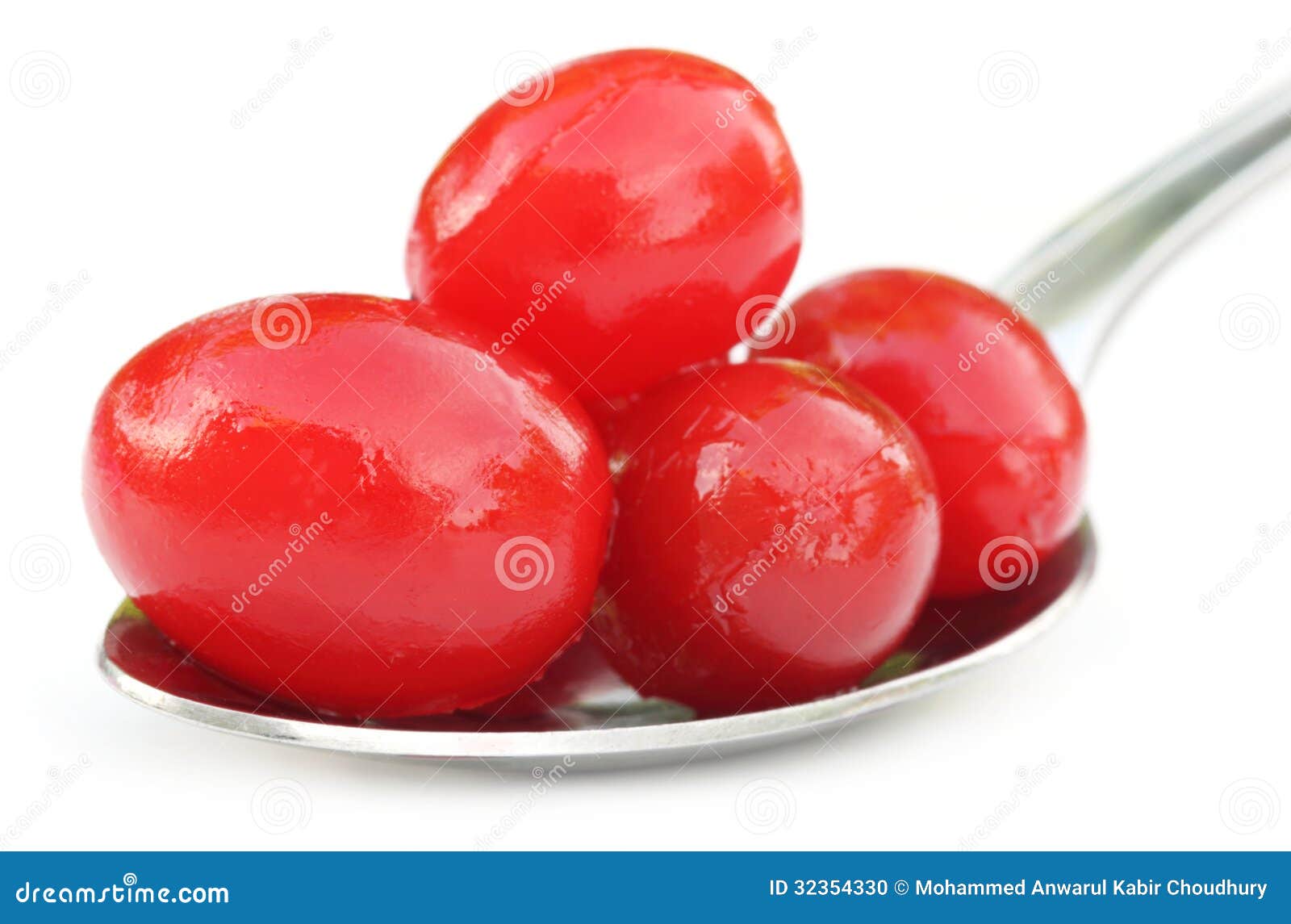 Processed Cherry on a Silver Spoon Stock Photo - Image of cuisine ...