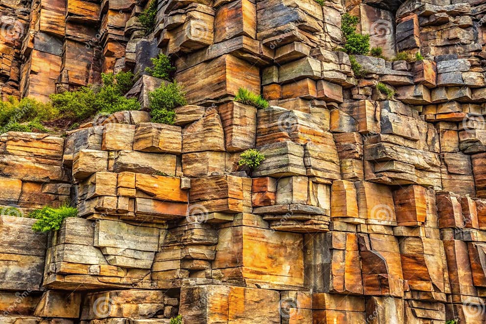 Processed Collage of Mountain Cliff Rock Stone Surface Texture Stock ...