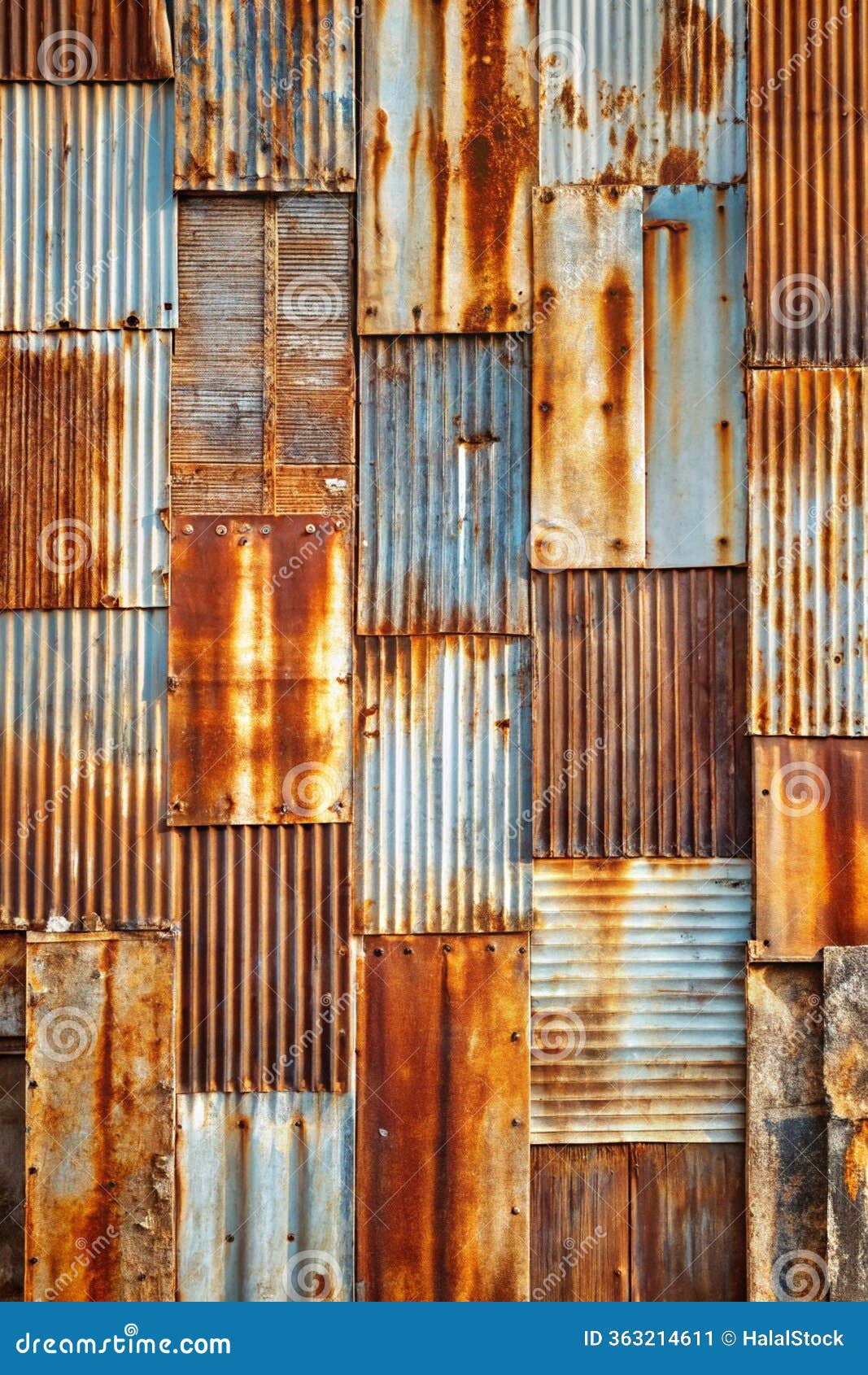 Processed Collage Of Rusty Metal Sheet Texture In Daylight For Banner ...