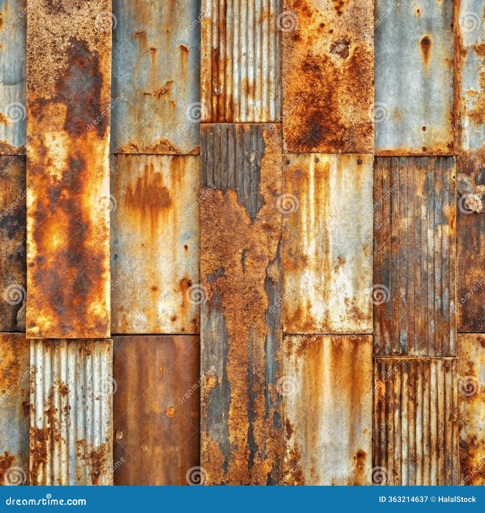 Processed Collage Of Rusty Metal Sheet Texture In Daylight For Banner ...