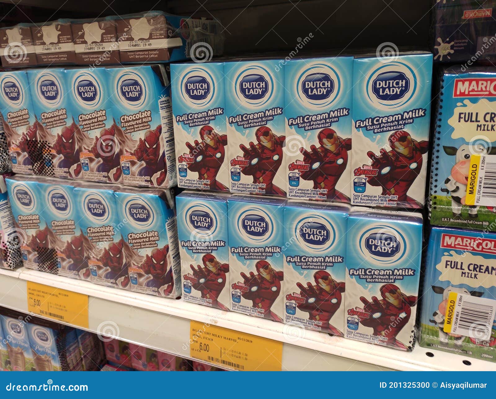 Processed and Fresh Milk Packed in the Paper Box and Displayed on the ...