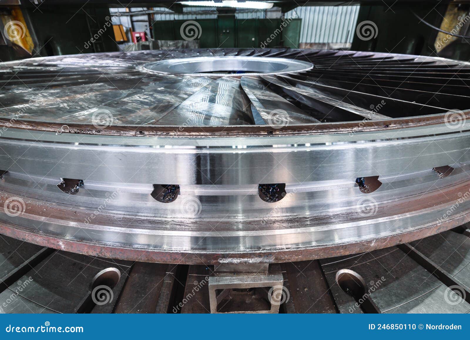 Processed Part with Vertical Turning Lathe Machine in Shop Stock Photo ...