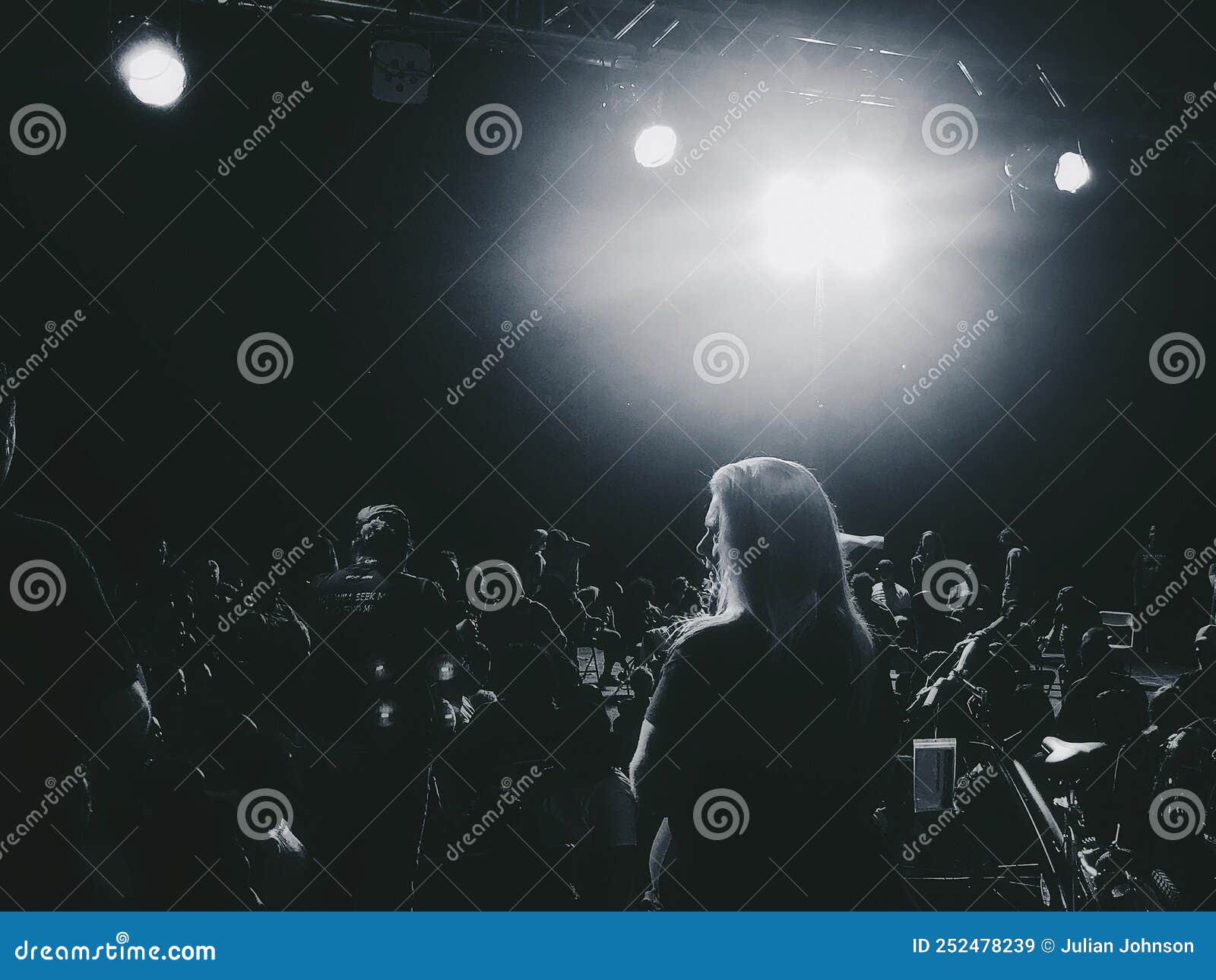 Bright Stage Lights Illuminating People. Editorial Stock Image - Image ...