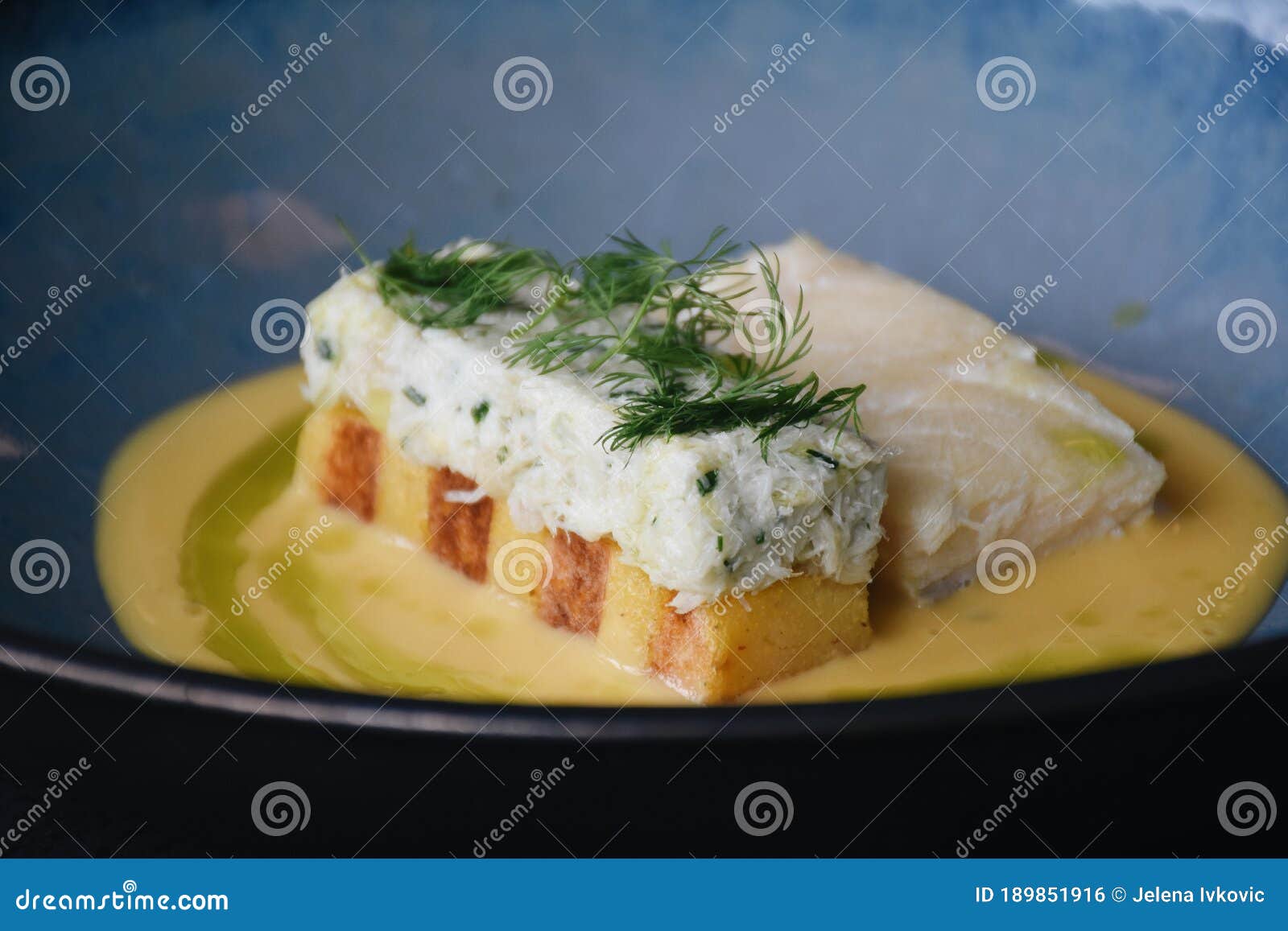 Fine Dining Meal on Plate in Restaurant. Cod Fish Stock Photo - Image ...