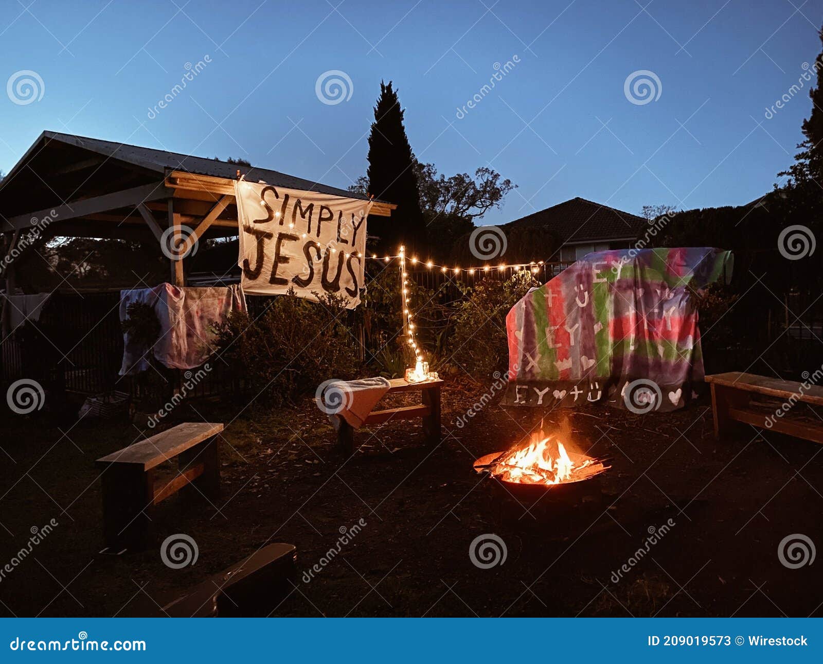 Simply Jesus campfire stock image. Image of youth, banner - 209019573