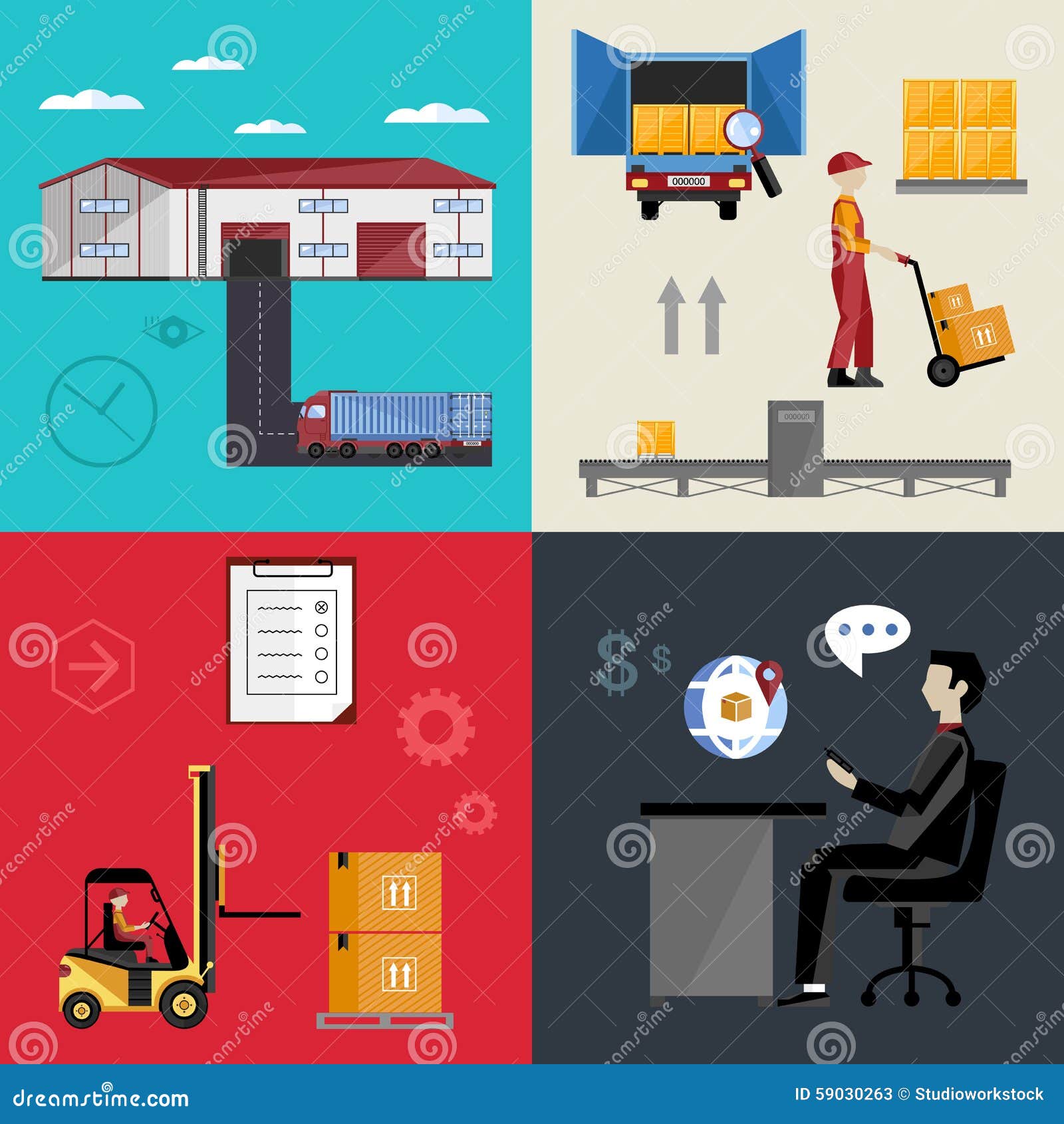 Processi Di Logistica E Di Immagazzinamento Illustrazione Vettoriale ...