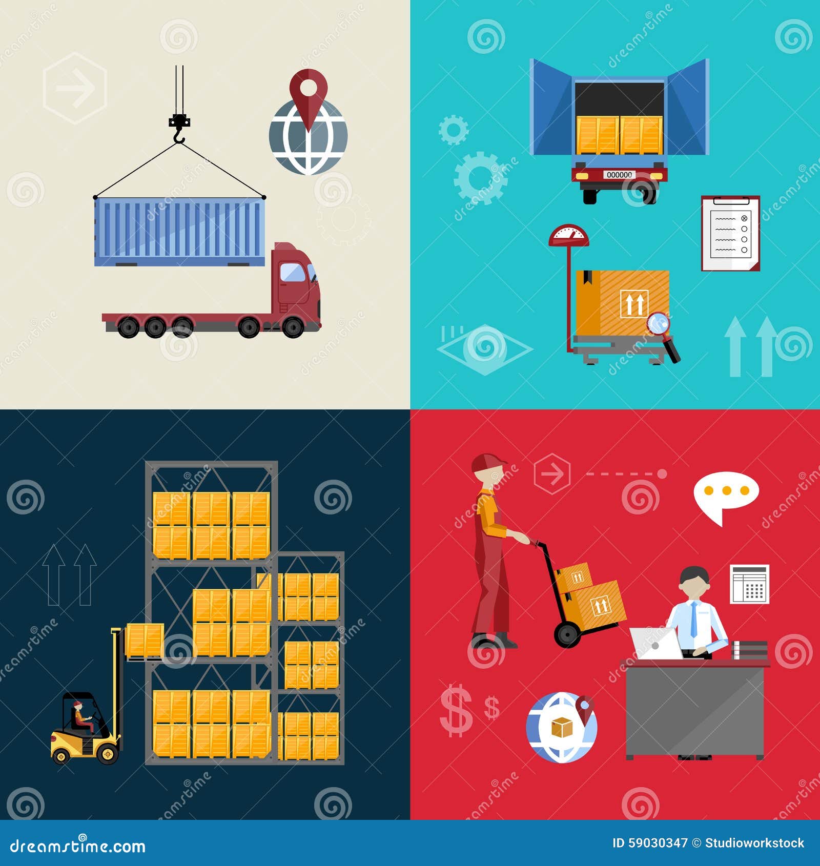 Processi Di Logistica E Di Immagazzinamento Illustrazione Vettoriale ...