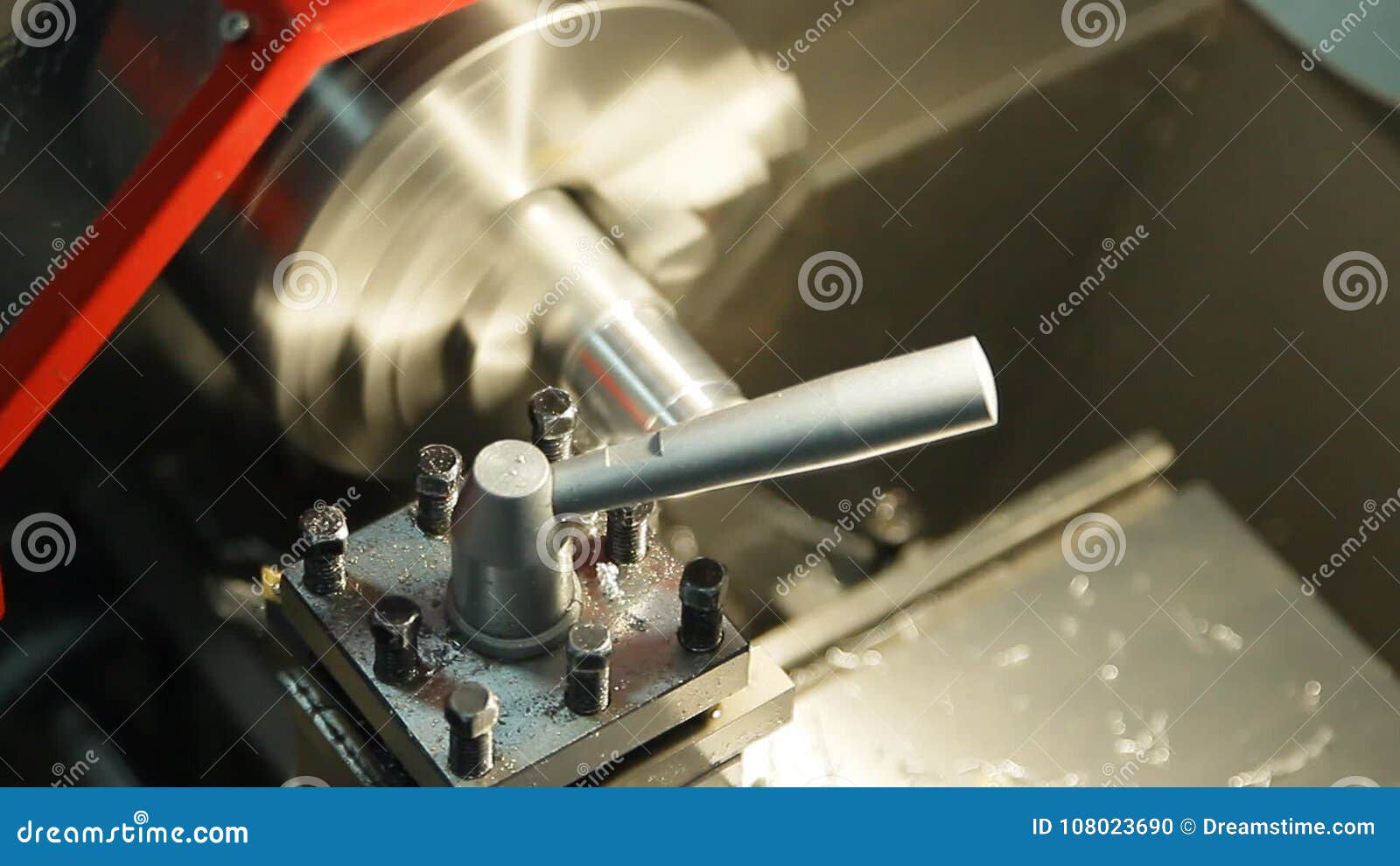 The Processing of Billets on the Lathe is Being Processed. Metal ...