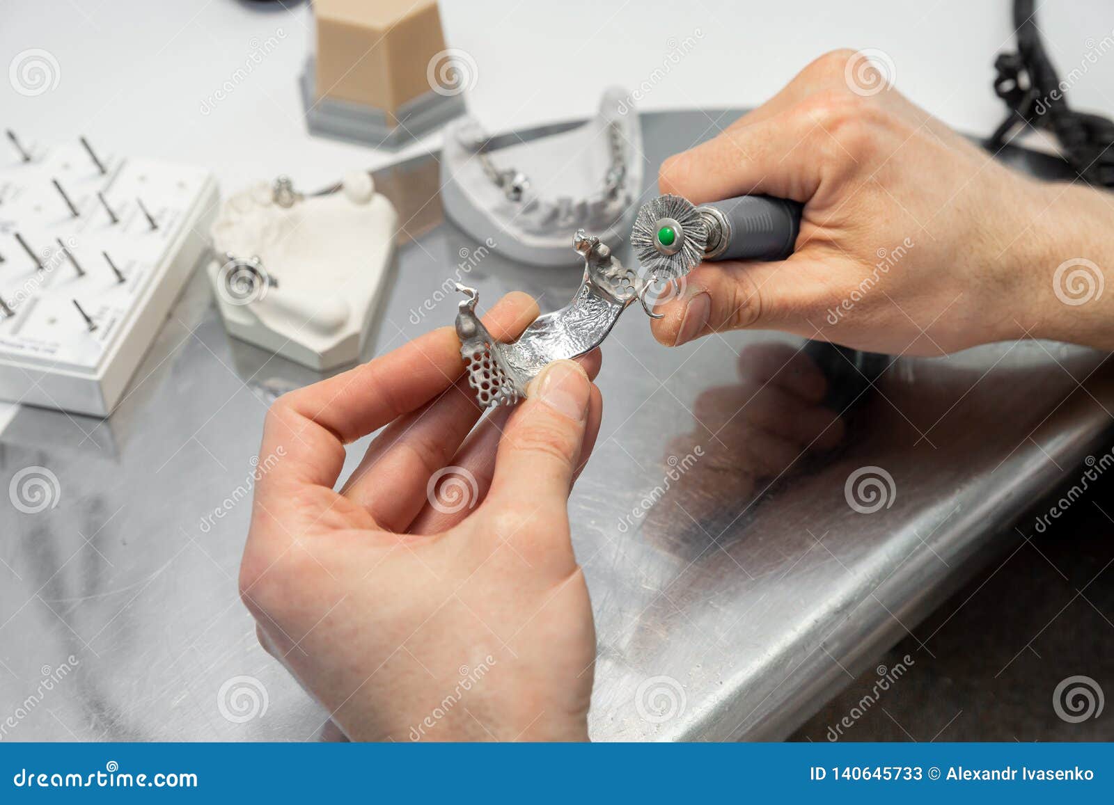 Processing Dentures Cutter Manually on the Table Stock Image - Image of ...