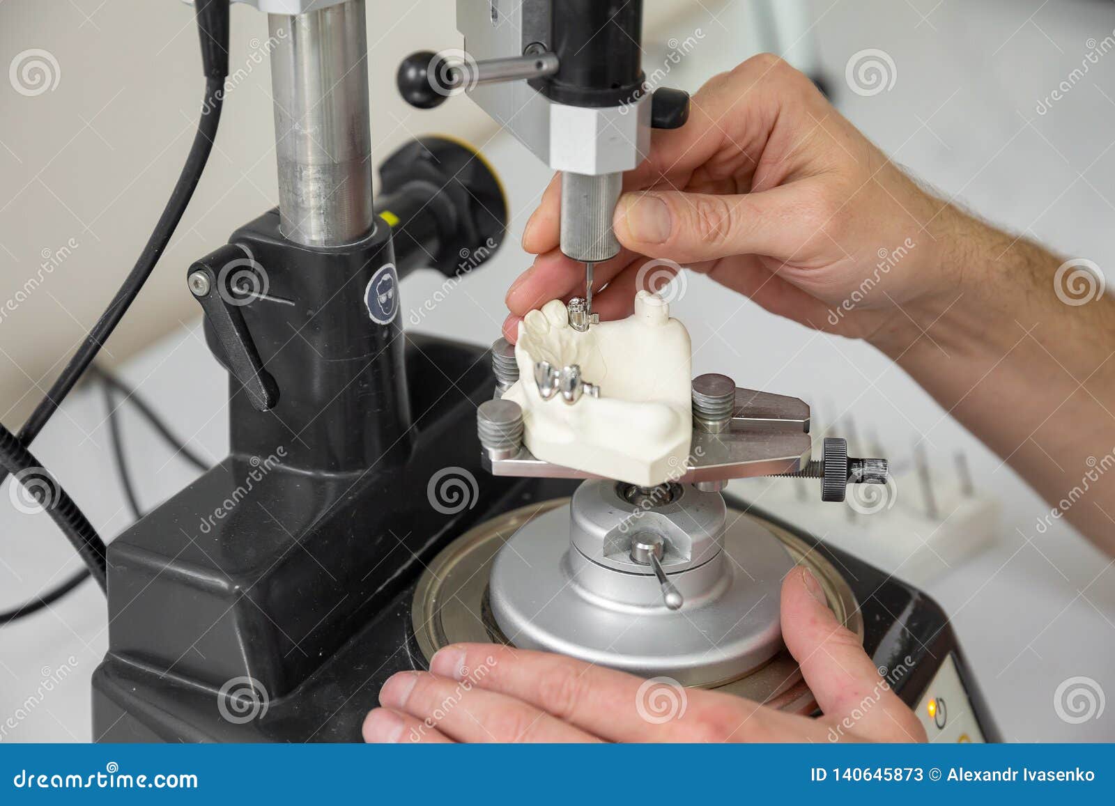 Processing Dentures Cutter Manually on the Table Stock Image - Image of ...