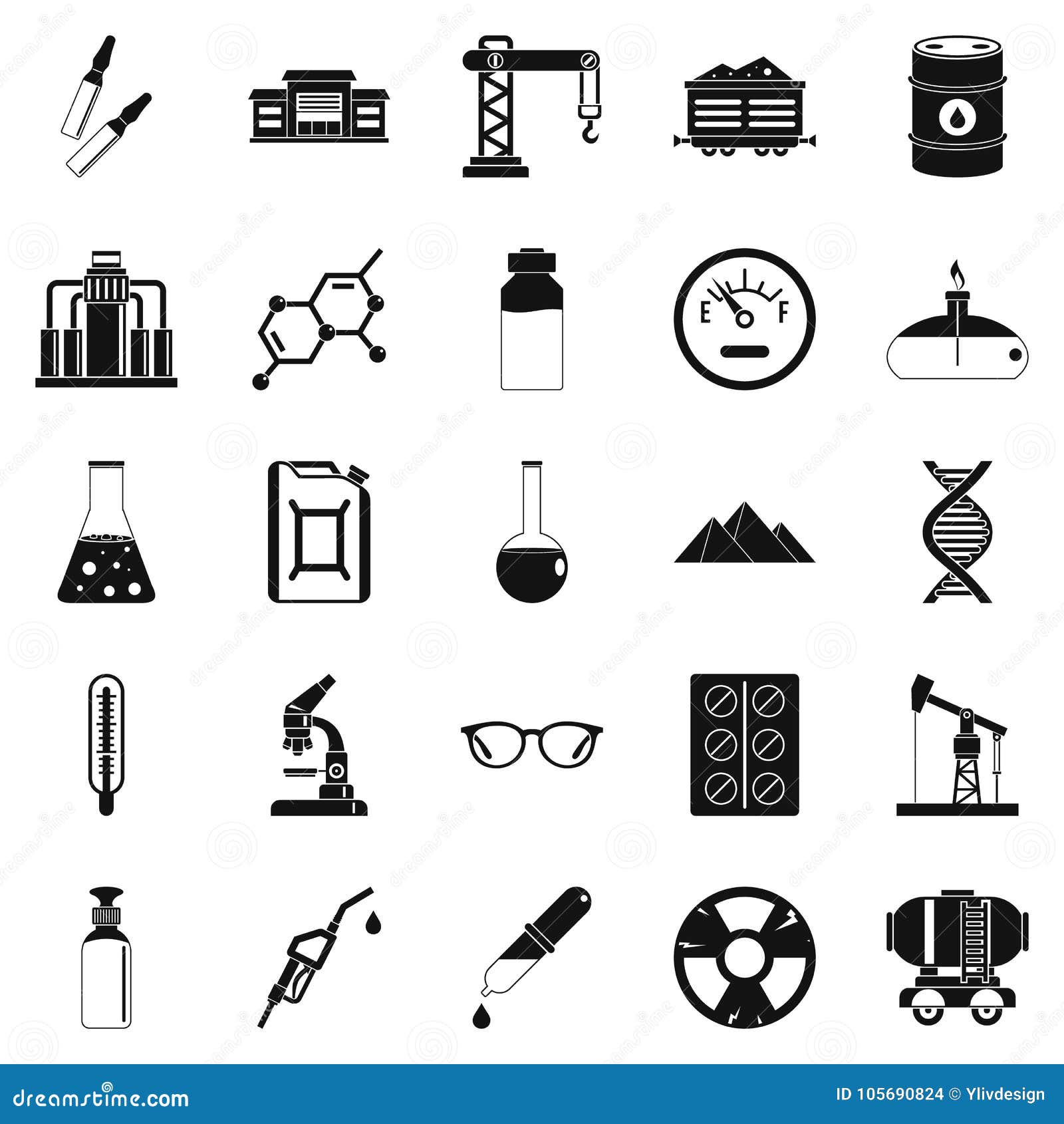 Processing Factory Icons Set, Simple Style Stock Vector - Illustration ...