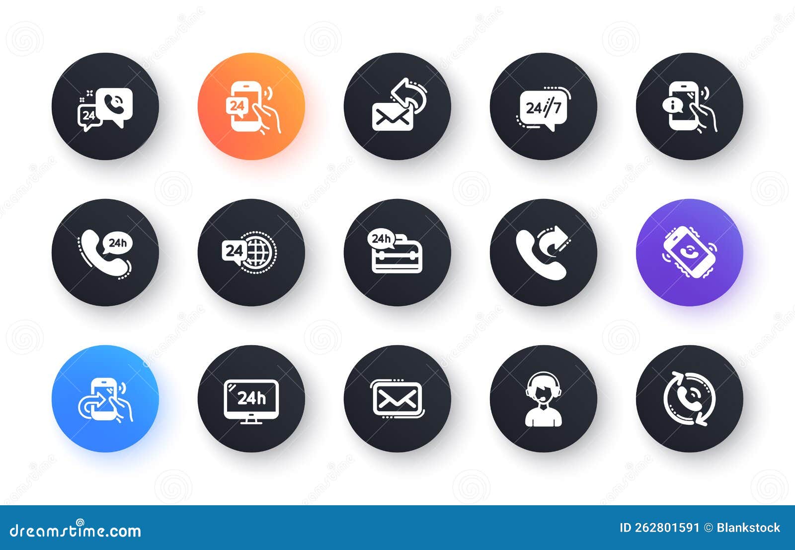Processing Icons. Call Center, Support and Chat Message. Classic Icon ...