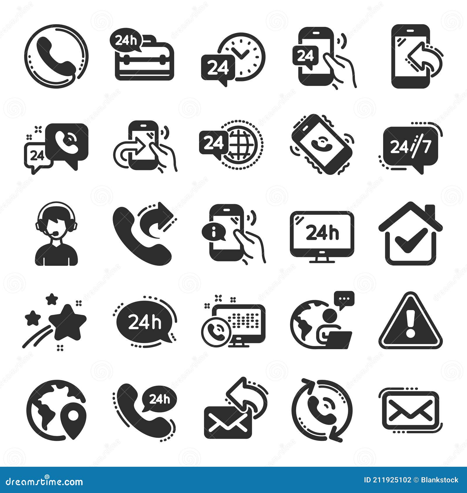 Processing Icons. Set of Callback, Support and Chat Message. Vector ...