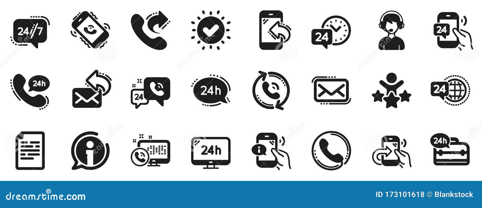 Processing Icons. Set of Callback, Support and Chat Message. Vector ...