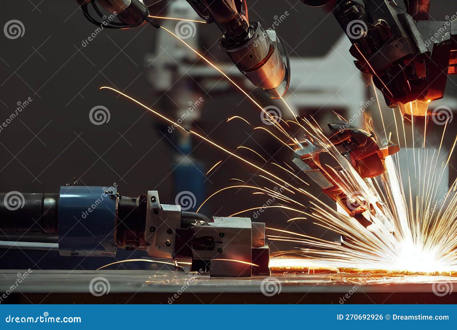 Processing of Joining Seam on Steel Sheet by Welding Process. Stock ...