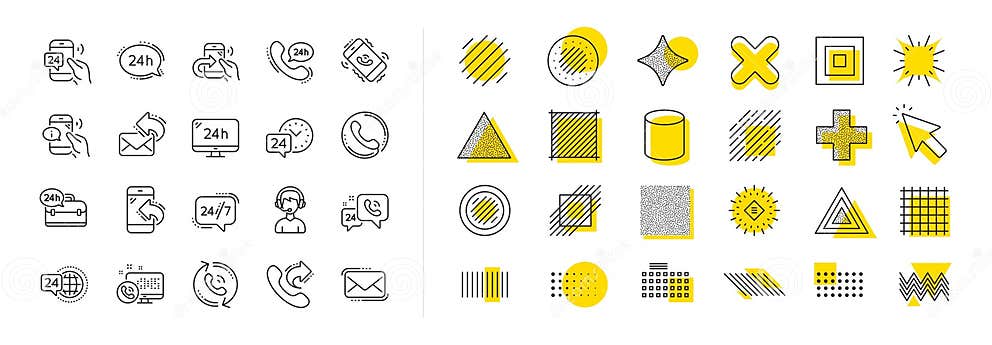 Processing Line Icons. Set of Callback, Support and Chat Message ...