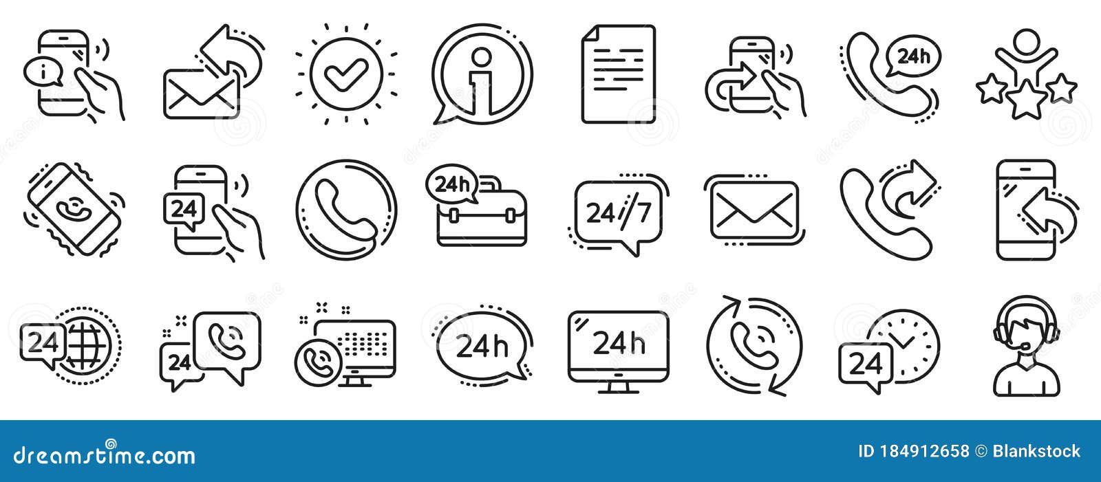 Processing Line Icons. Set of Callback, Support and Chat Message ...