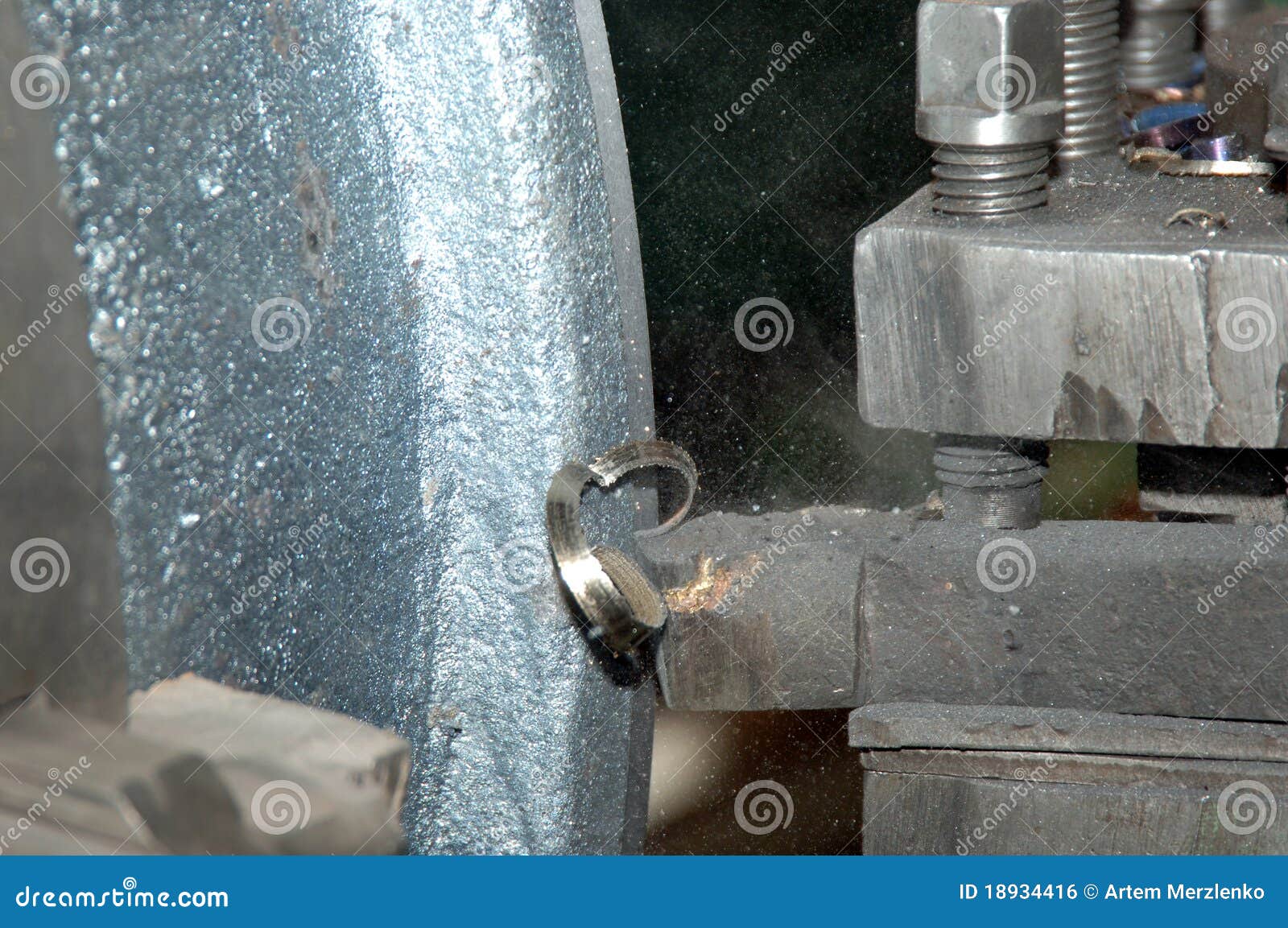 Processing of Metal on a Lathe Stock Photo - Image of splinter, machine ...
