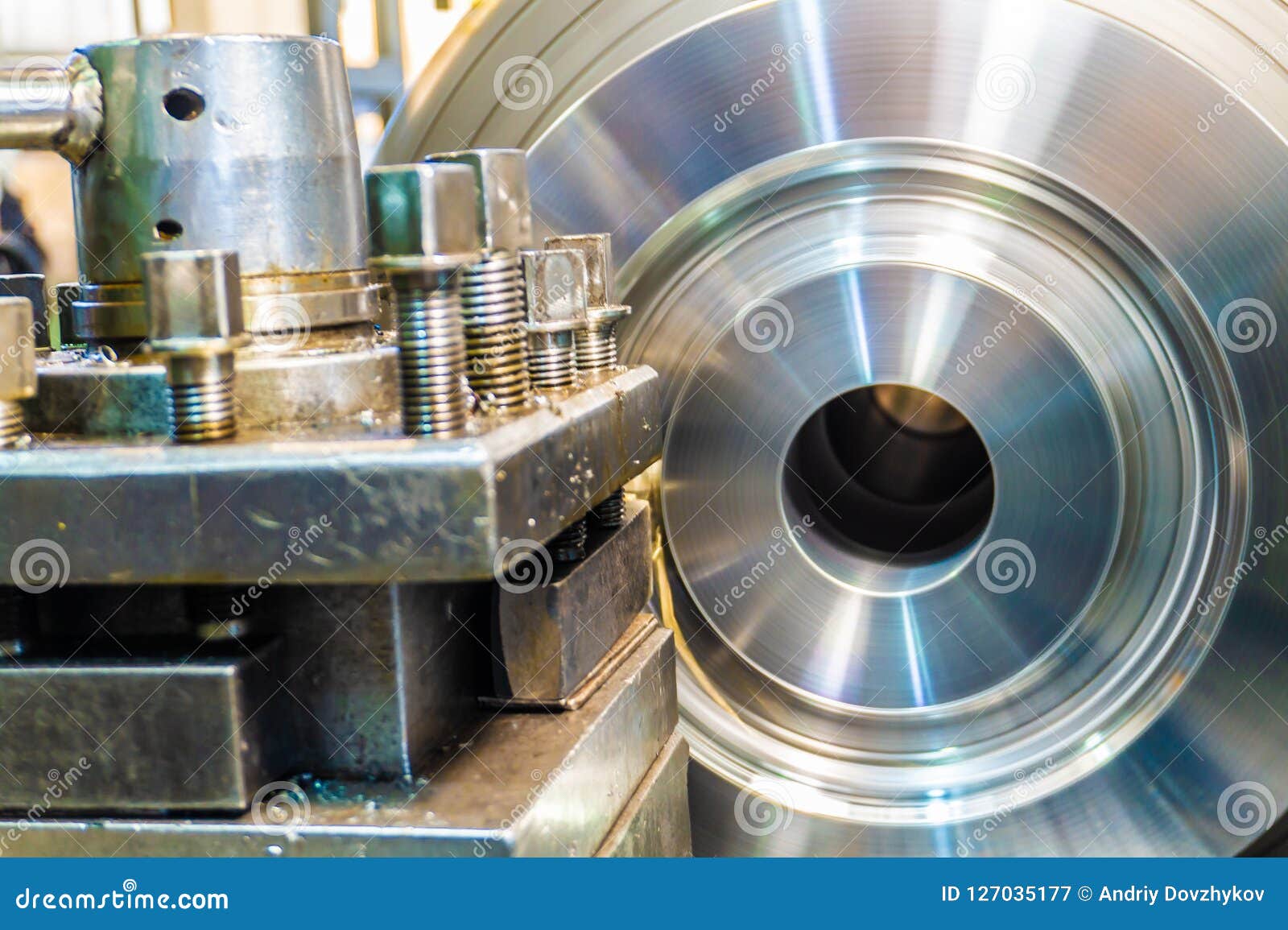 Processing of Metal on the Machine. Turning Work in Production. Stock ...